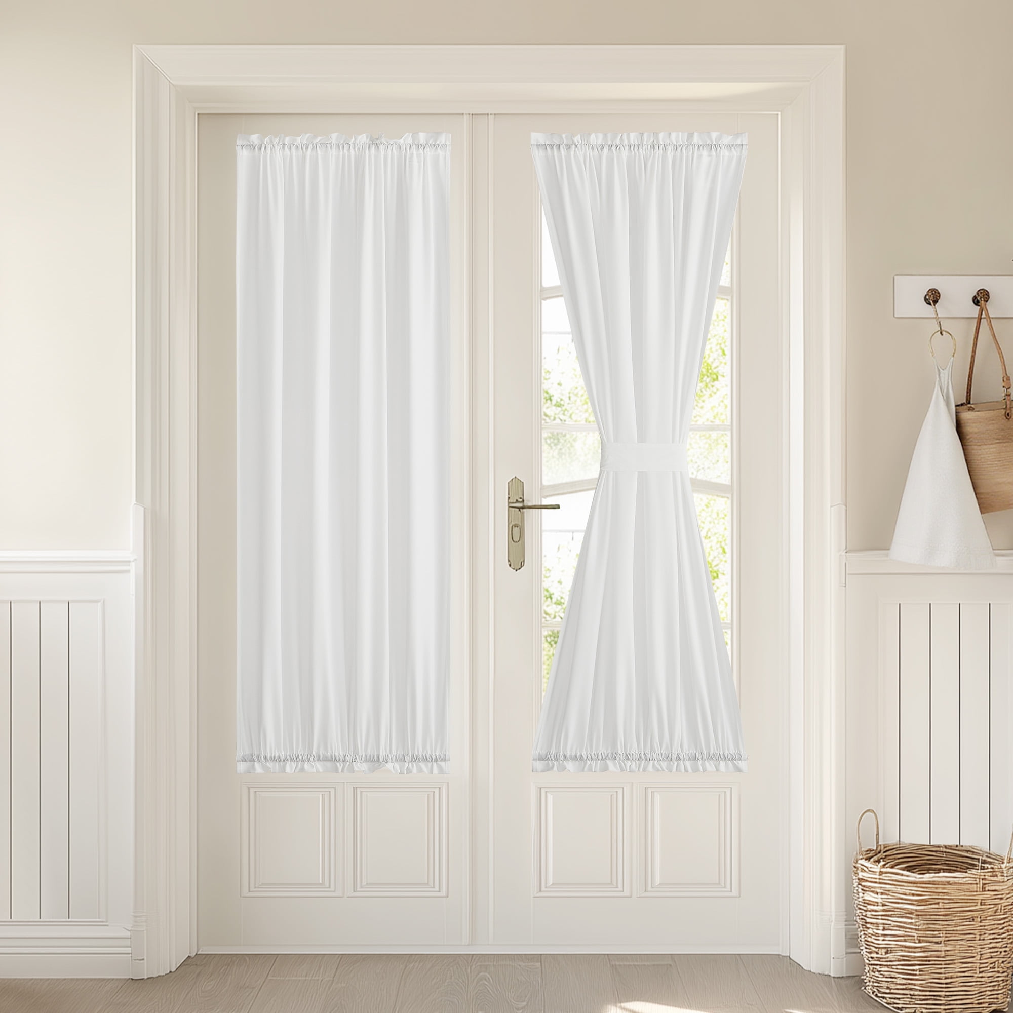 NICETOWN Door Curtains for French Door, Non-See-Through Privacy Sheer ...