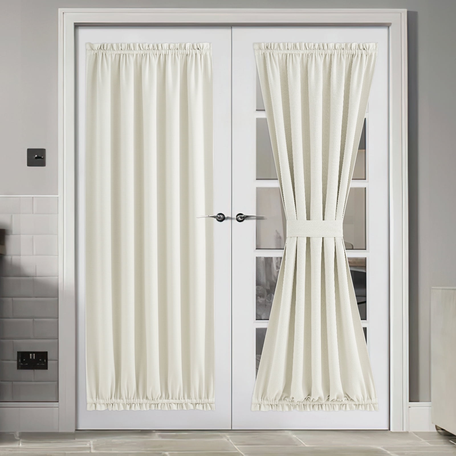 NICETOWN Door Curtains for Patio Door, Thermal Insulated Faux Linen ...