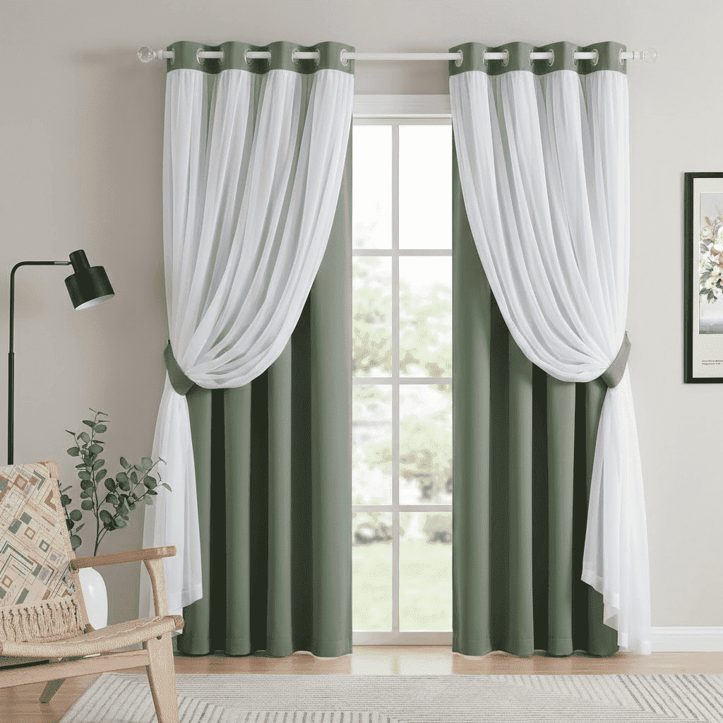NICETOWN Double Layer Curtains for Bedroom, Blackout Elegant Grommet ...