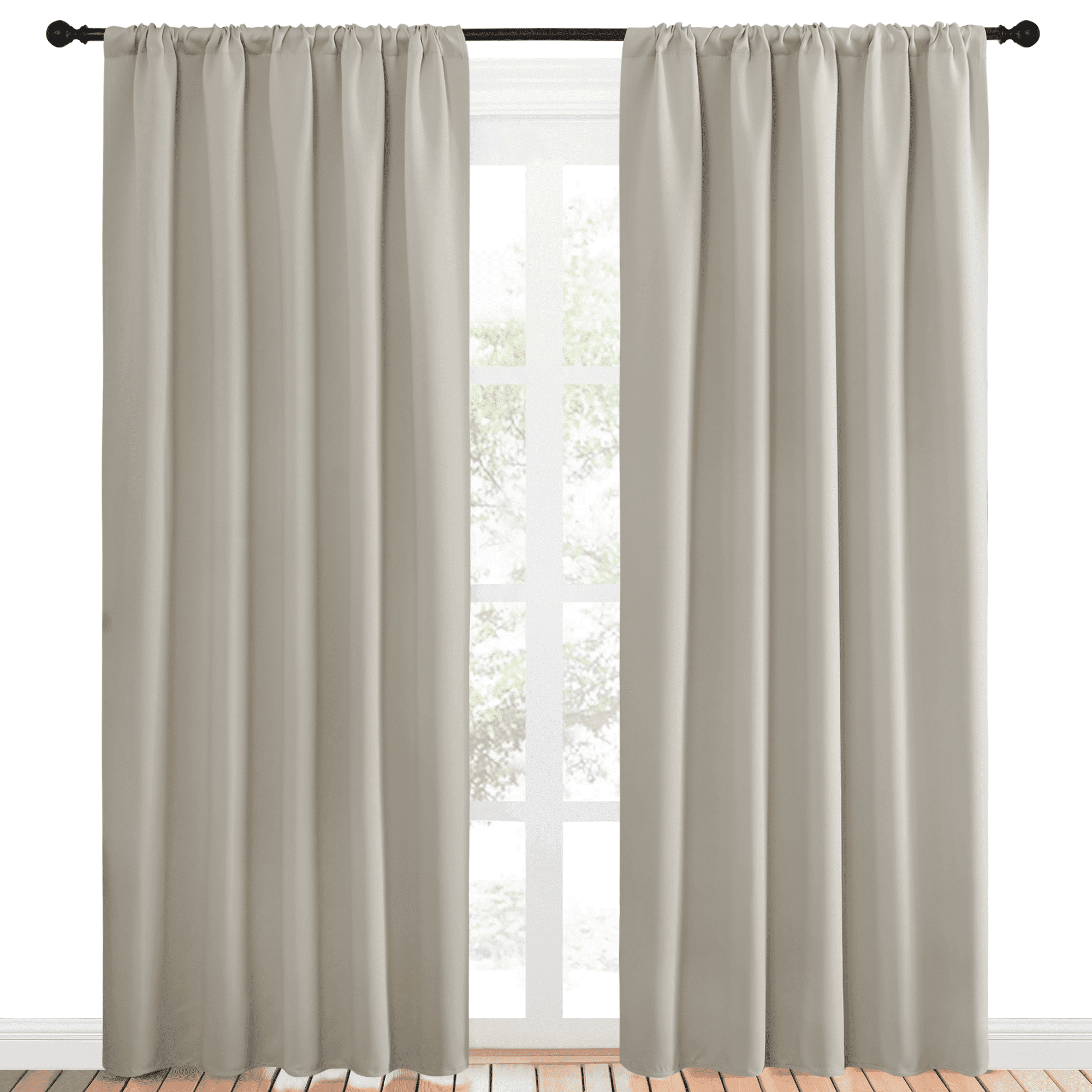 NICETOWN Elegant Natural Solid Print Rod Pocket Blackout Curtains, 52 ...
