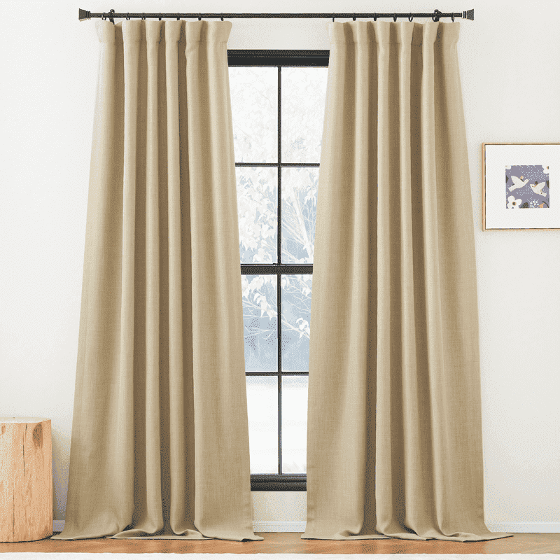 NICETOWN Faux Linen Room Darkening Curtains, Thermal Insulated Privacy ...