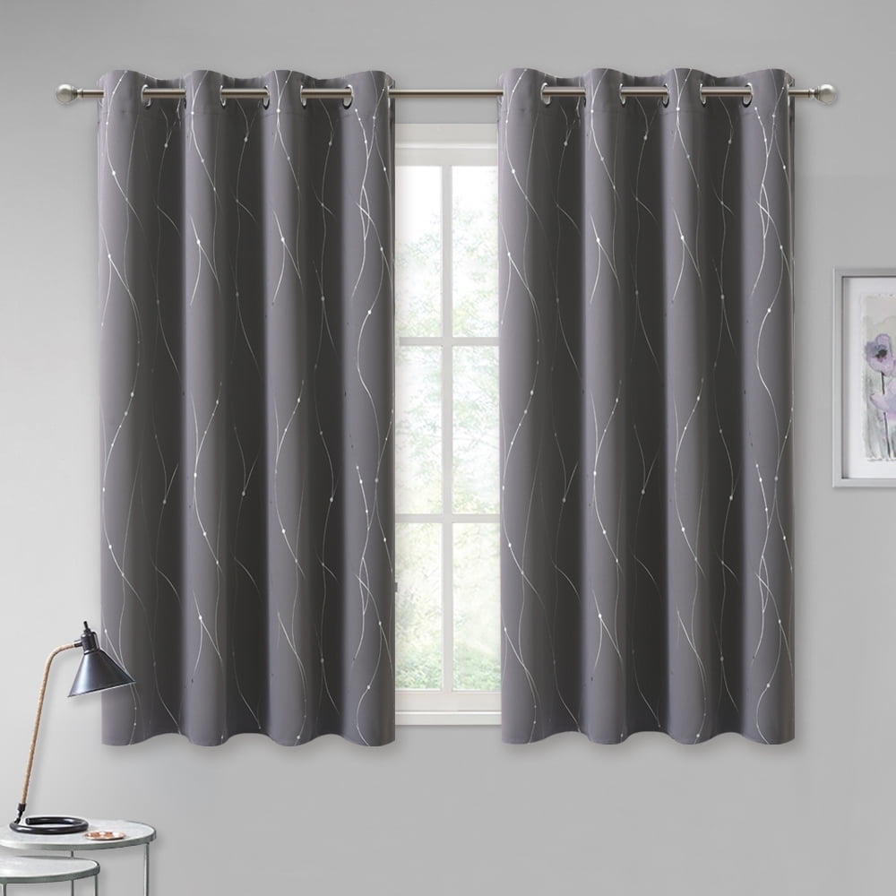 NICETOWN Gray Blackout Curtains for Living Room Modern Grommet Thermal ...