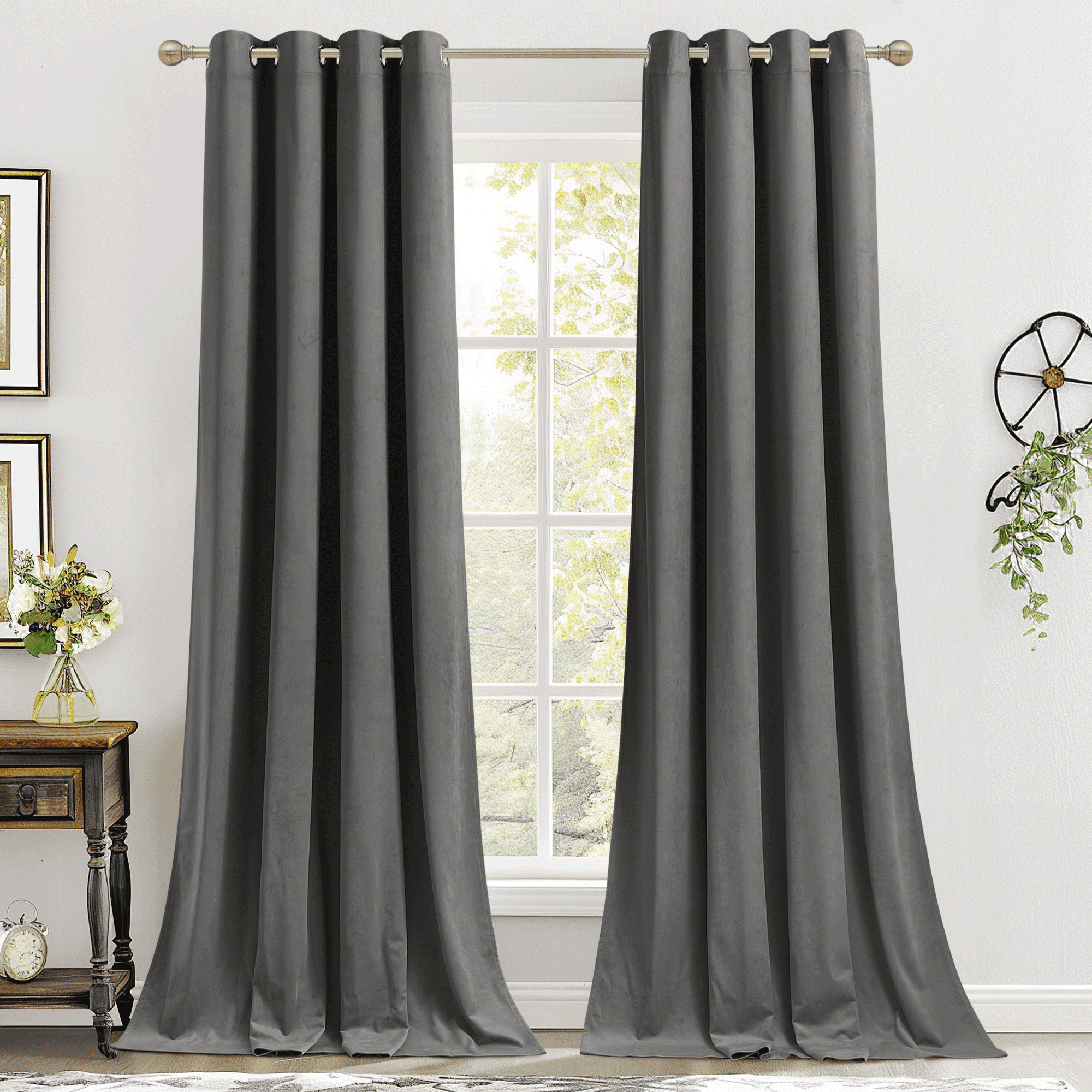 NICETOWN Grey Velvet Curtains for Bedroom, Blackout Thermal Insulated ...