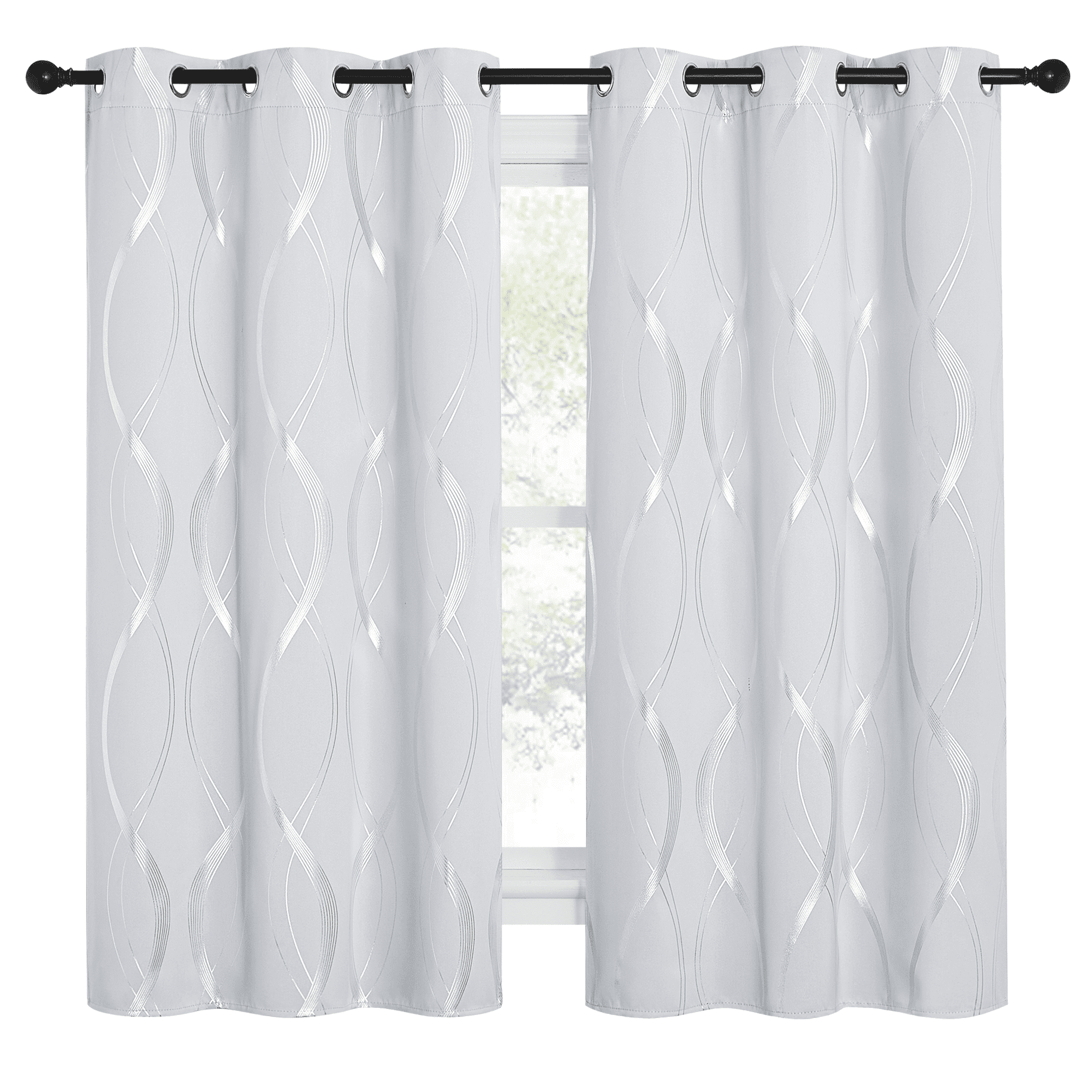 NICETOWN Greyish White Blackout Curtains Grommet Thermal Insulated ...