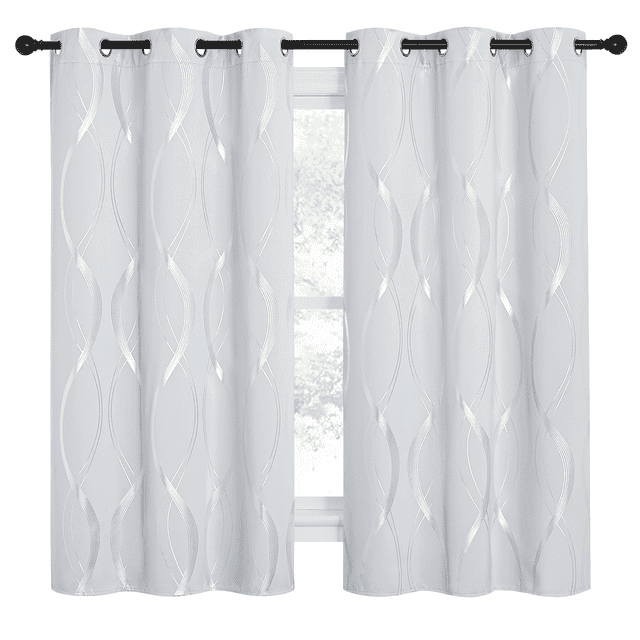 NICETOWN Greyish White Blackout Curtains Grommet Thermal Insulated ...