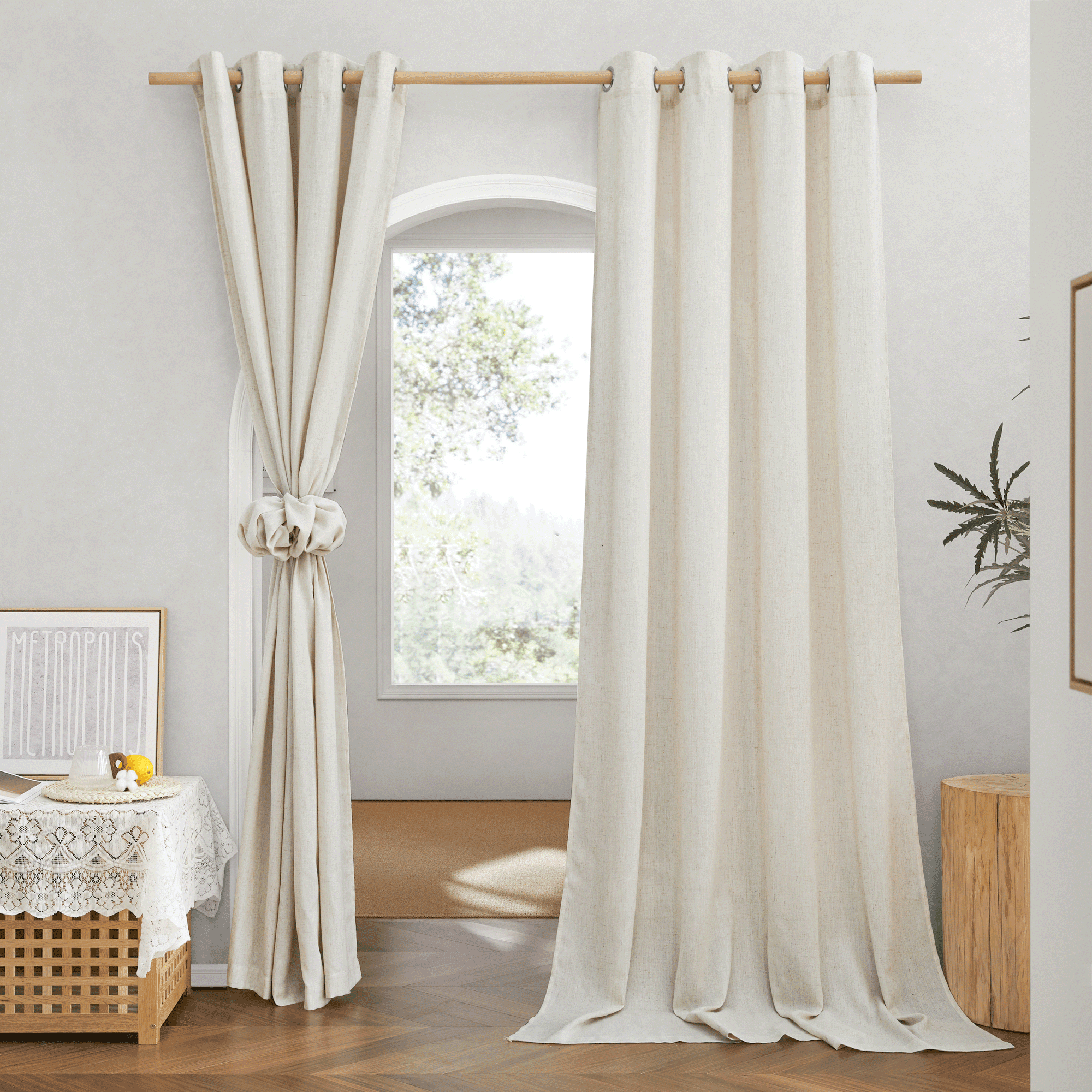 NICETOWN Linen Curtains 108 Inches Long 55" Wide for Nursery, 2 Panels ...