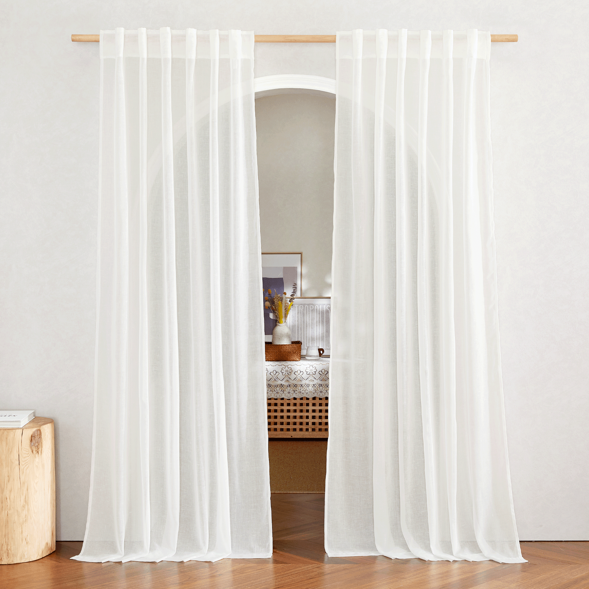 NICETOWN Linen Curtains for Bedroom, Linen Sheer Curtains Privacy Light ...