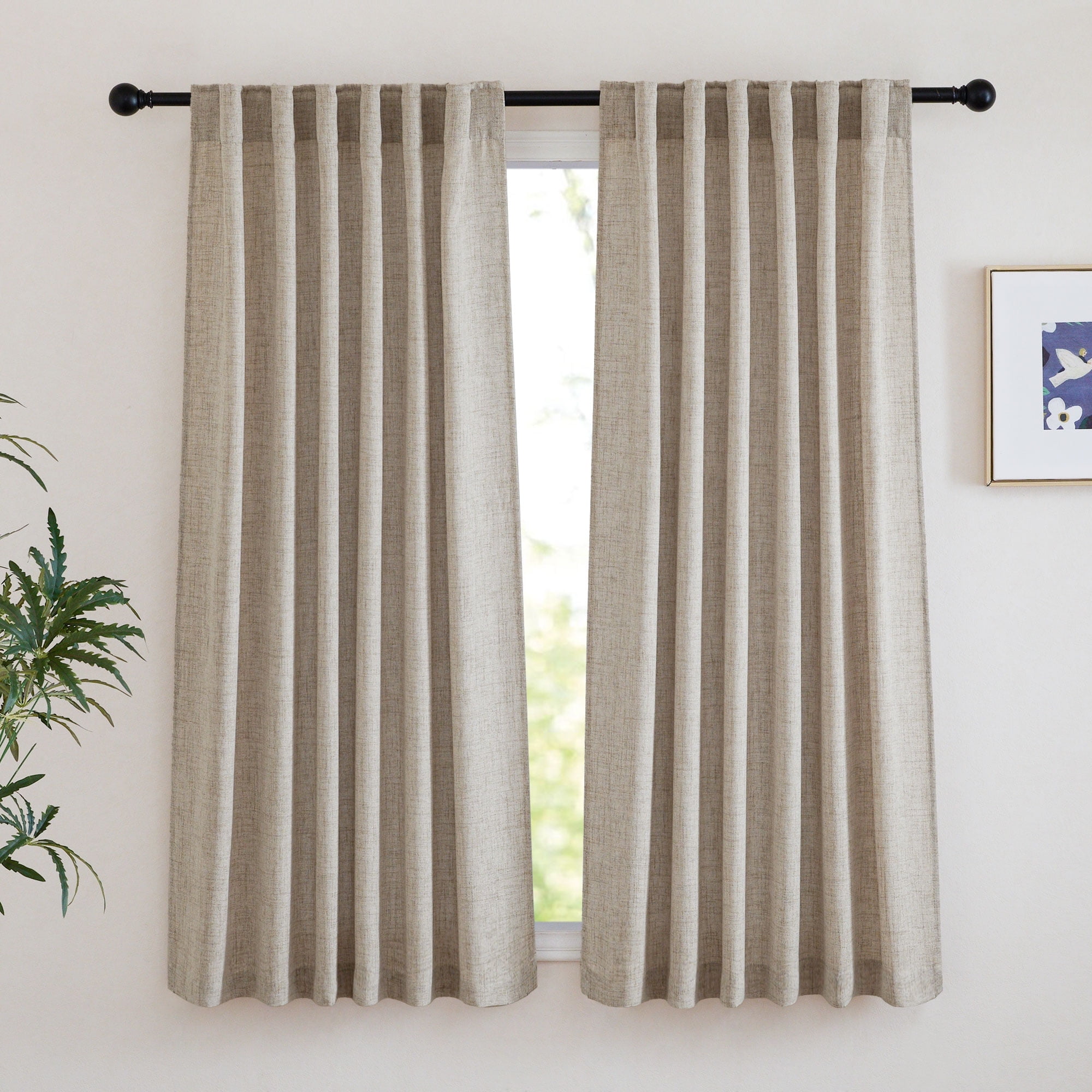 NICETOWN Linen Curtains for Bedroom, Semi Sheer Linen Curtains Light ...