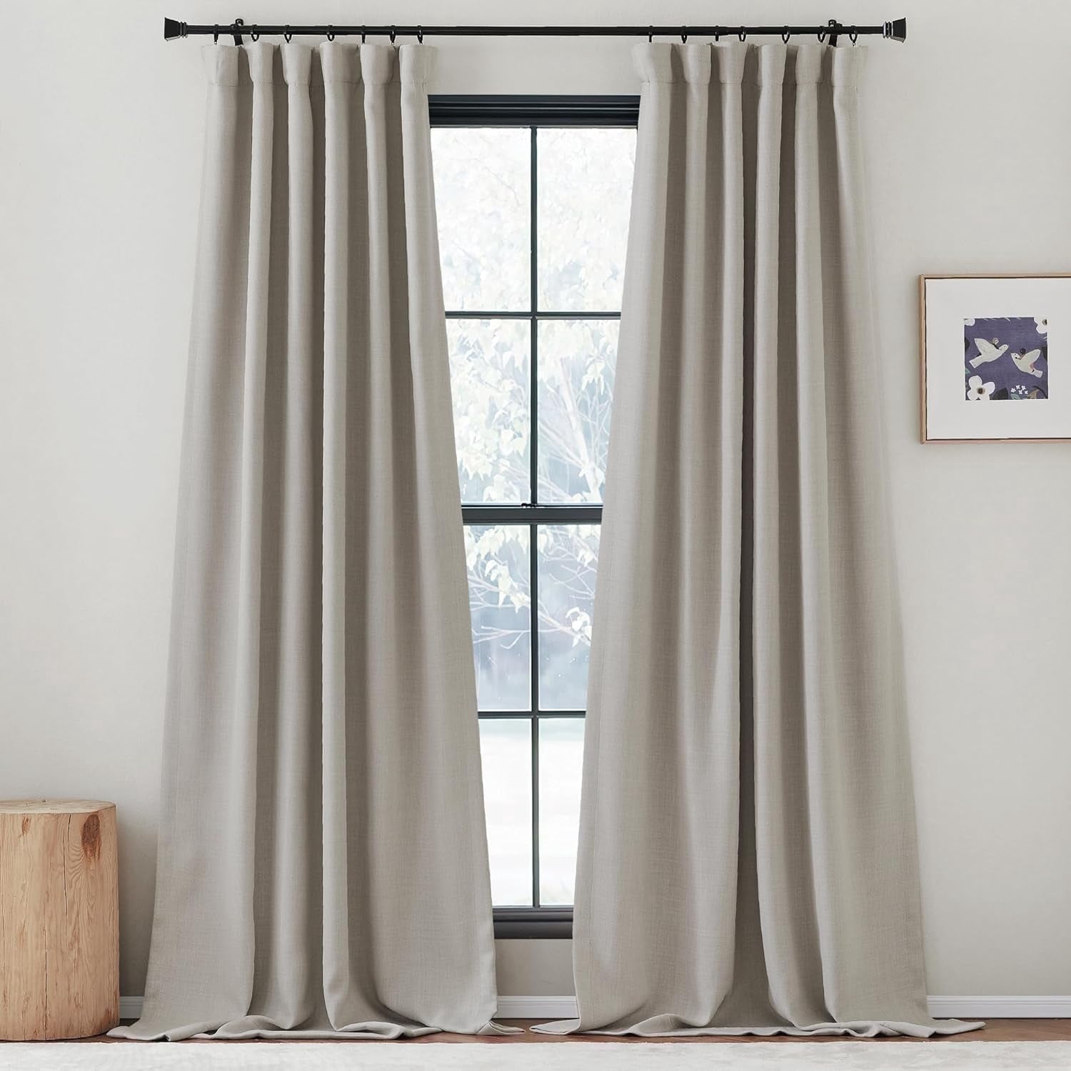 NICETOWN Linen Curtains & Drapes for Living Room 84 inch Length 2 ...