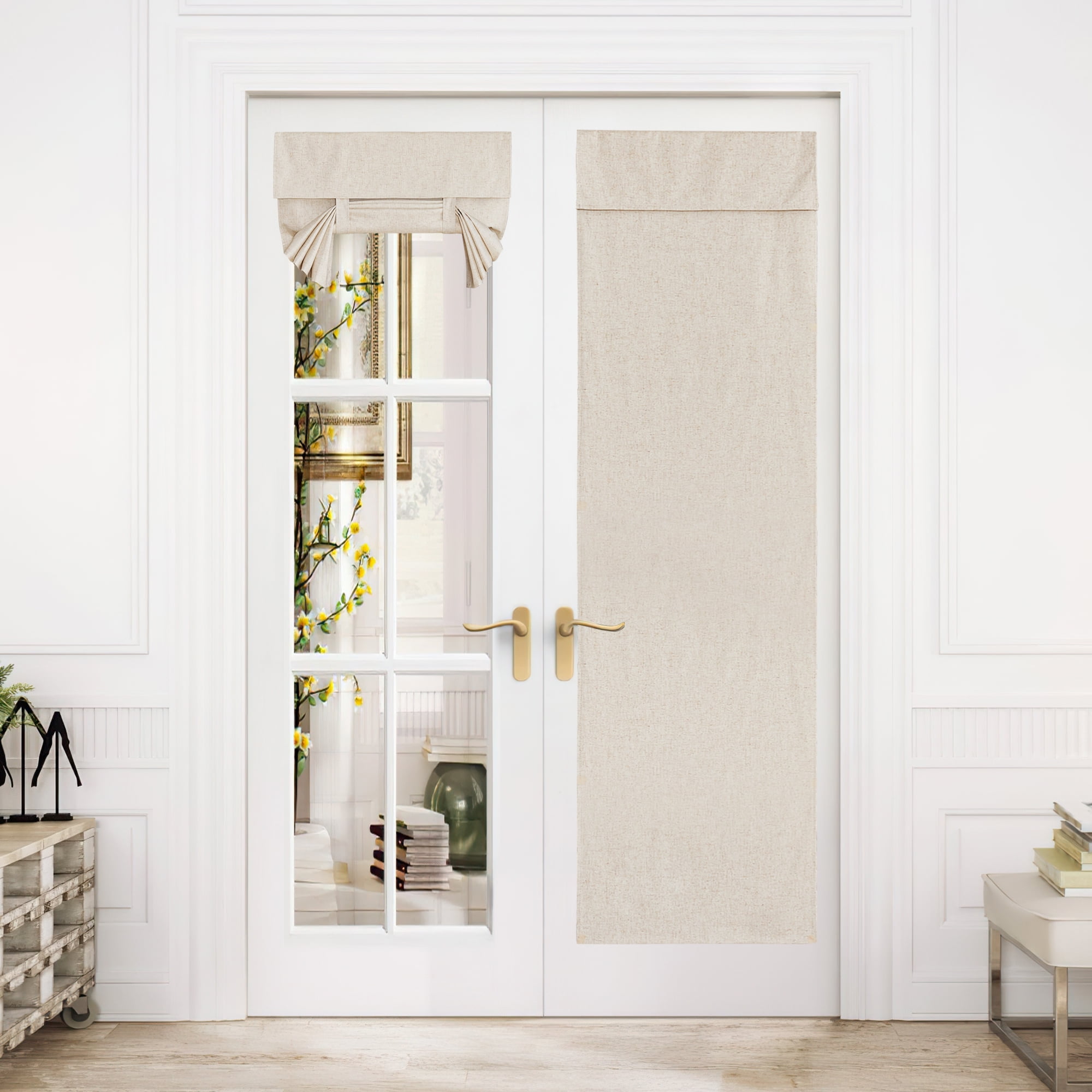NICETOWN Linen French Door Curtains, 100% Blackout Door Curtains ...