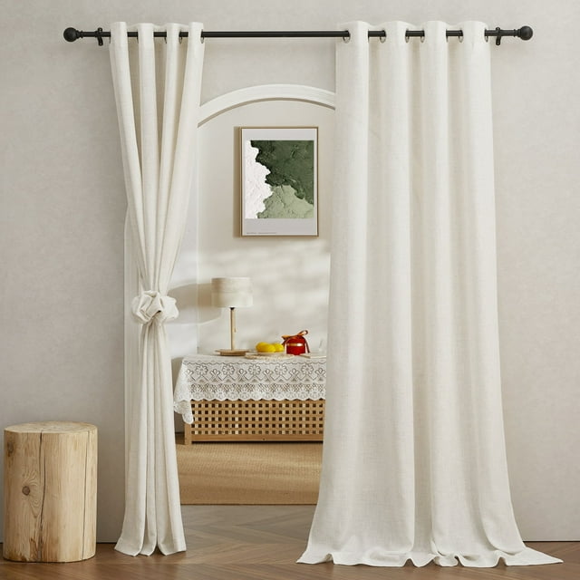 NICETOWN Linen Light Filtering Curtains for Bedroom/Living Room, Semi ...