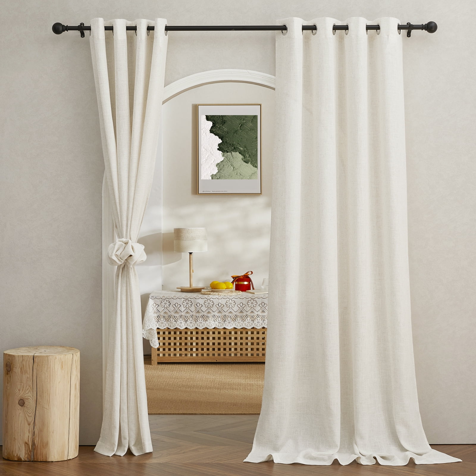 NICETOWN Linen Light Filtering Curtains for Bedroom/Living Room, Semi ...
