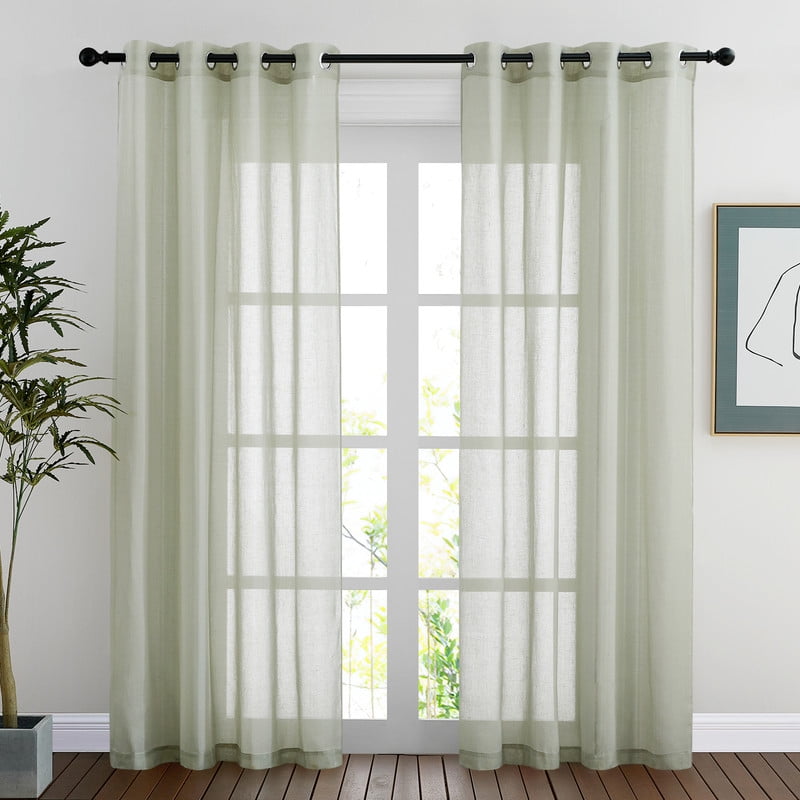 NICETOWN Linen Textured Sheer Curtains, Grommet Semitransparent Vintage ...