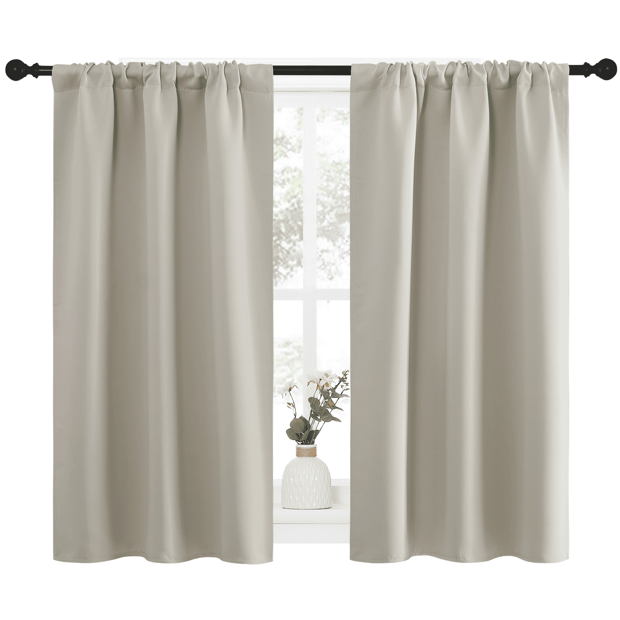 NICETOWN Natural Blackout Curtains Rod Pocket Curtain Panels Noise ...