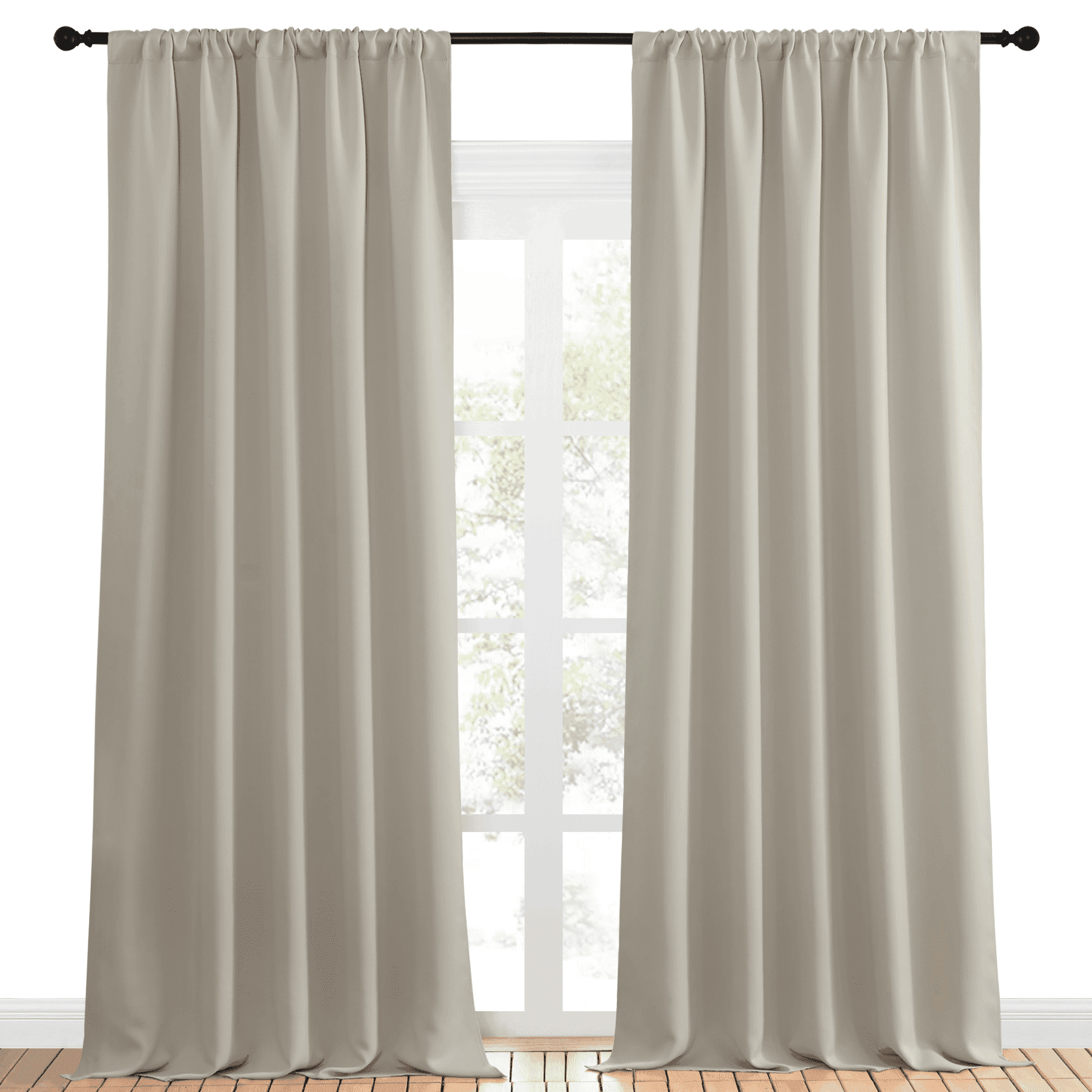 NICETOWN Natural Blackout Curtains Rod Pocket Curtain Panels Thermal ...
