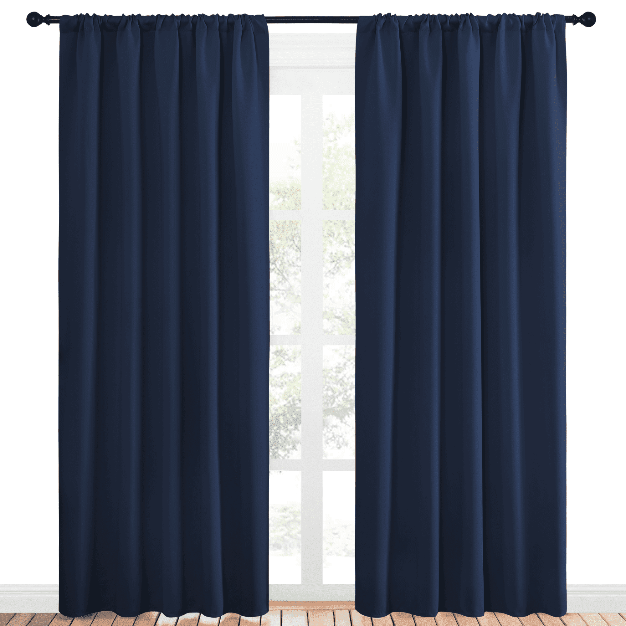 NICETOWN Navy Blackout Curtains Rod Pocket Curtains Panels Thermal ...