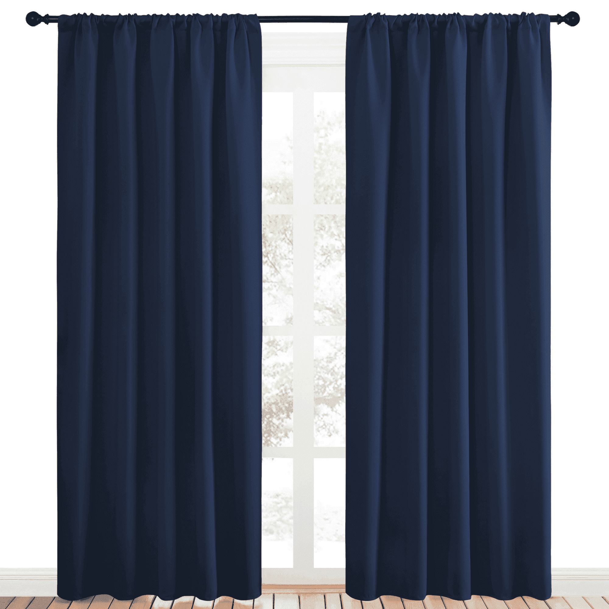 NICETOWN Navy Blackout Curtains Rod Pocket Curtains Panels Thermal ...