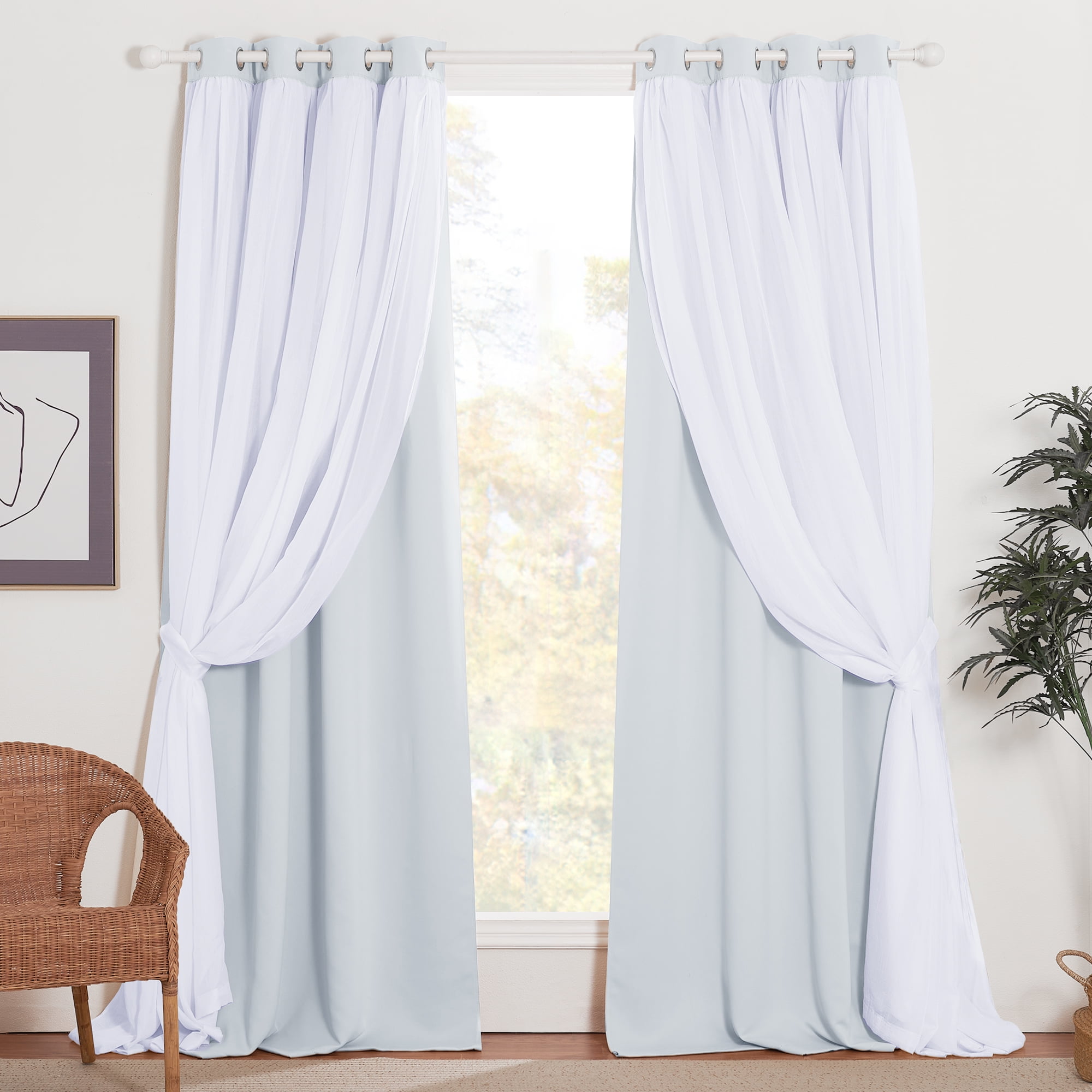 NICETOWN Nursery Curtains, Elegance Crush Voile Sheer Overlap White ...
