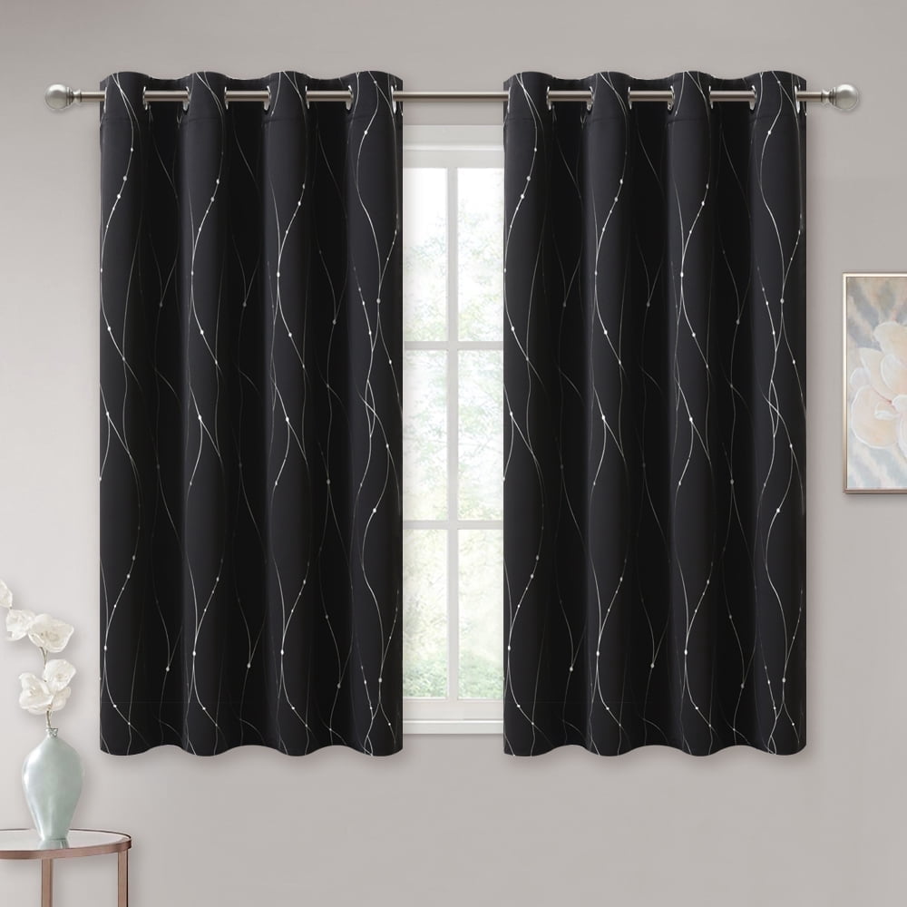 NICETOWN Patterned Blackout Curtains for Bedroom Wave Line with Dots ...