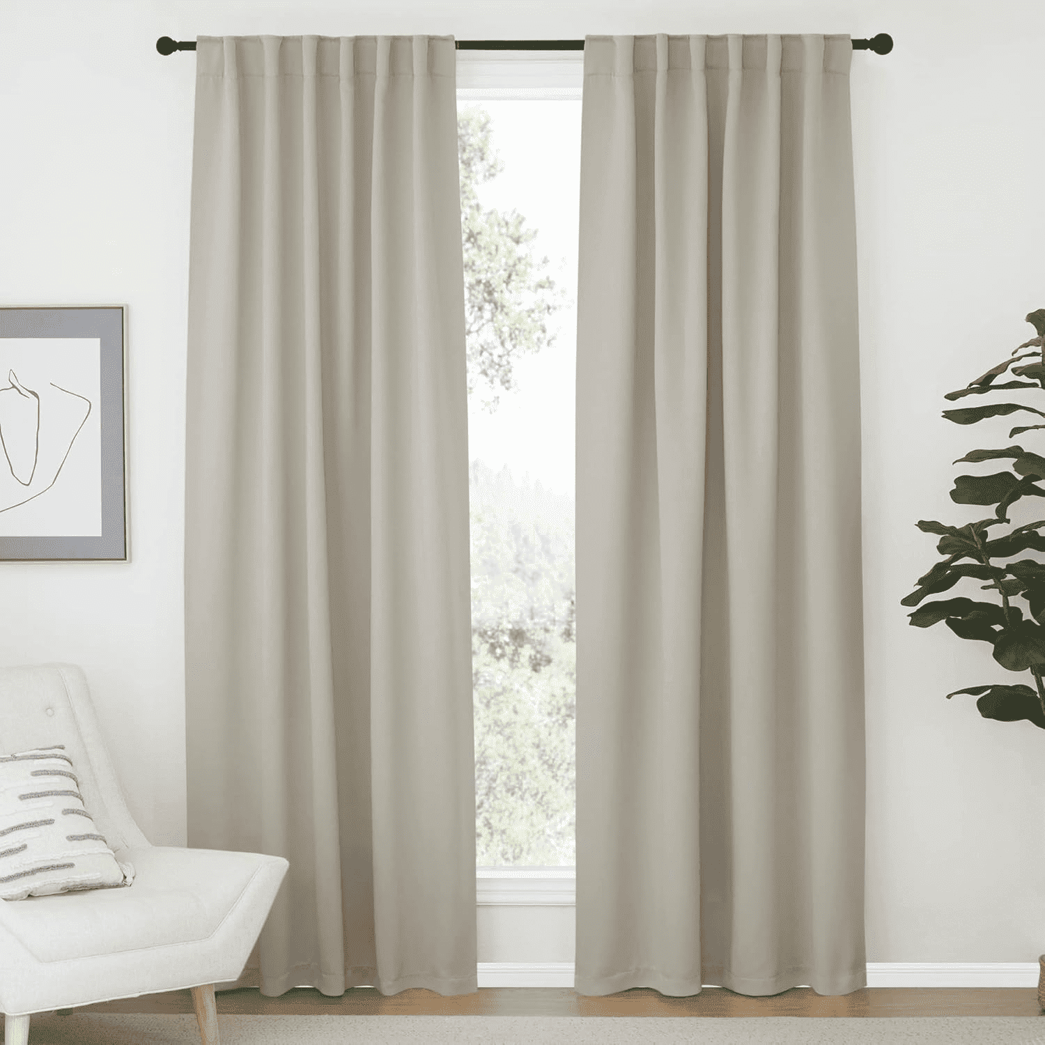 NICETOWN Pleated Blackout Curtains Cooling Backtab and Rod Pocket ...