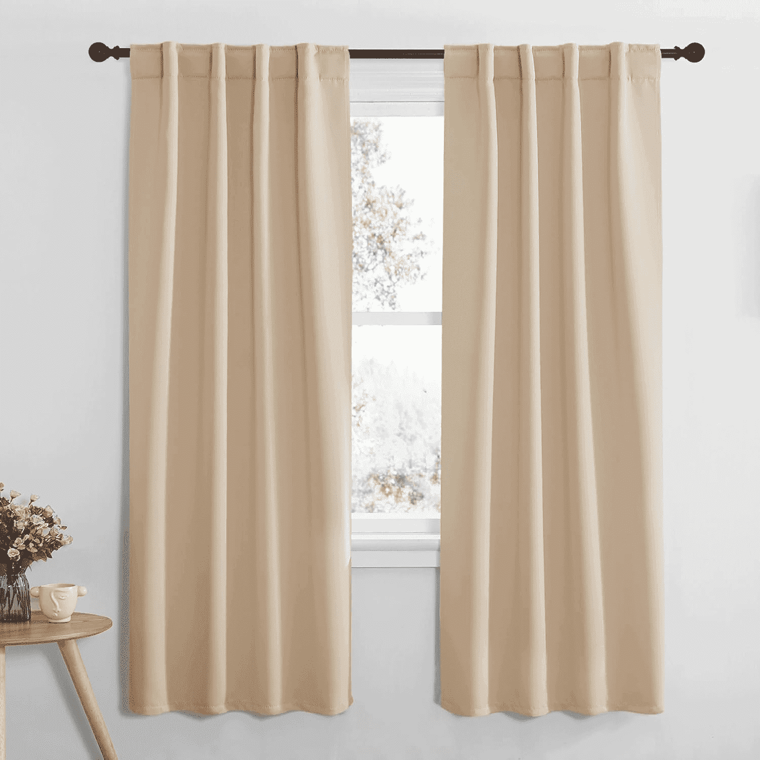 NICETOWN Pleated Blackout Curtains Solid Backtab/Rod Pocket Luxury ...