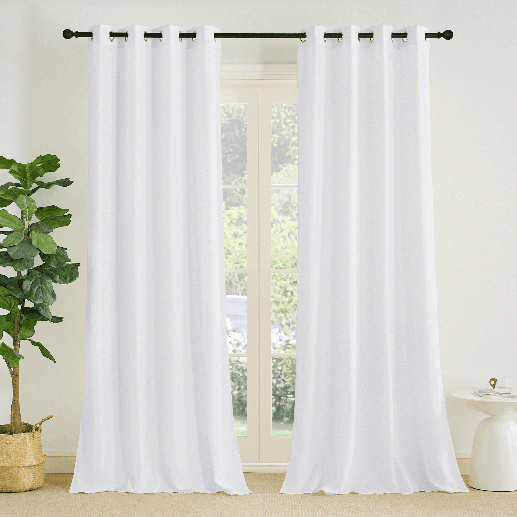 NICETOWN Privacy Sheer Curtains 102 inches Long, Pure White Non-See ...