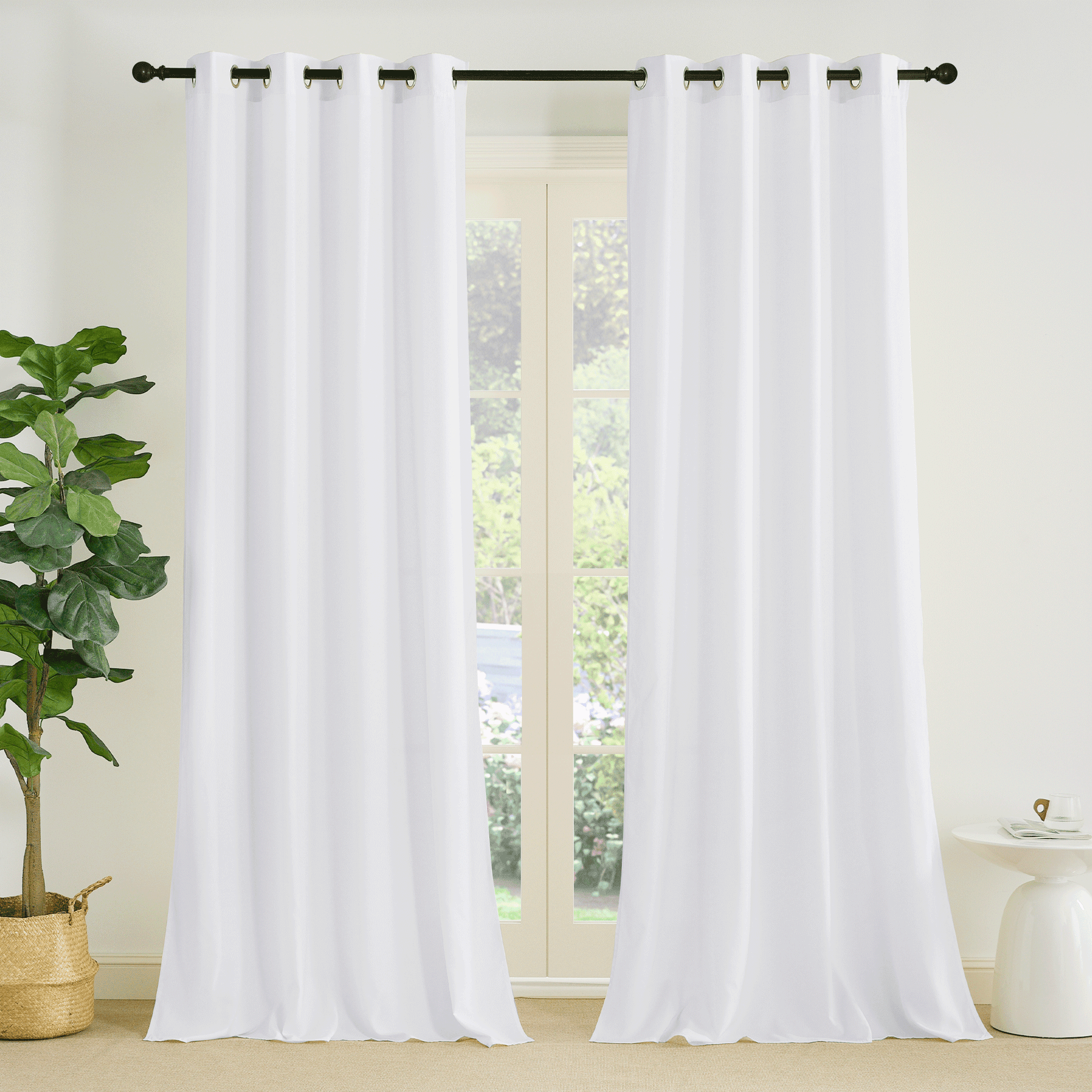 NICETOWN Privacy Sheer Curtains 102 inches Long, Pure White Non-See ...