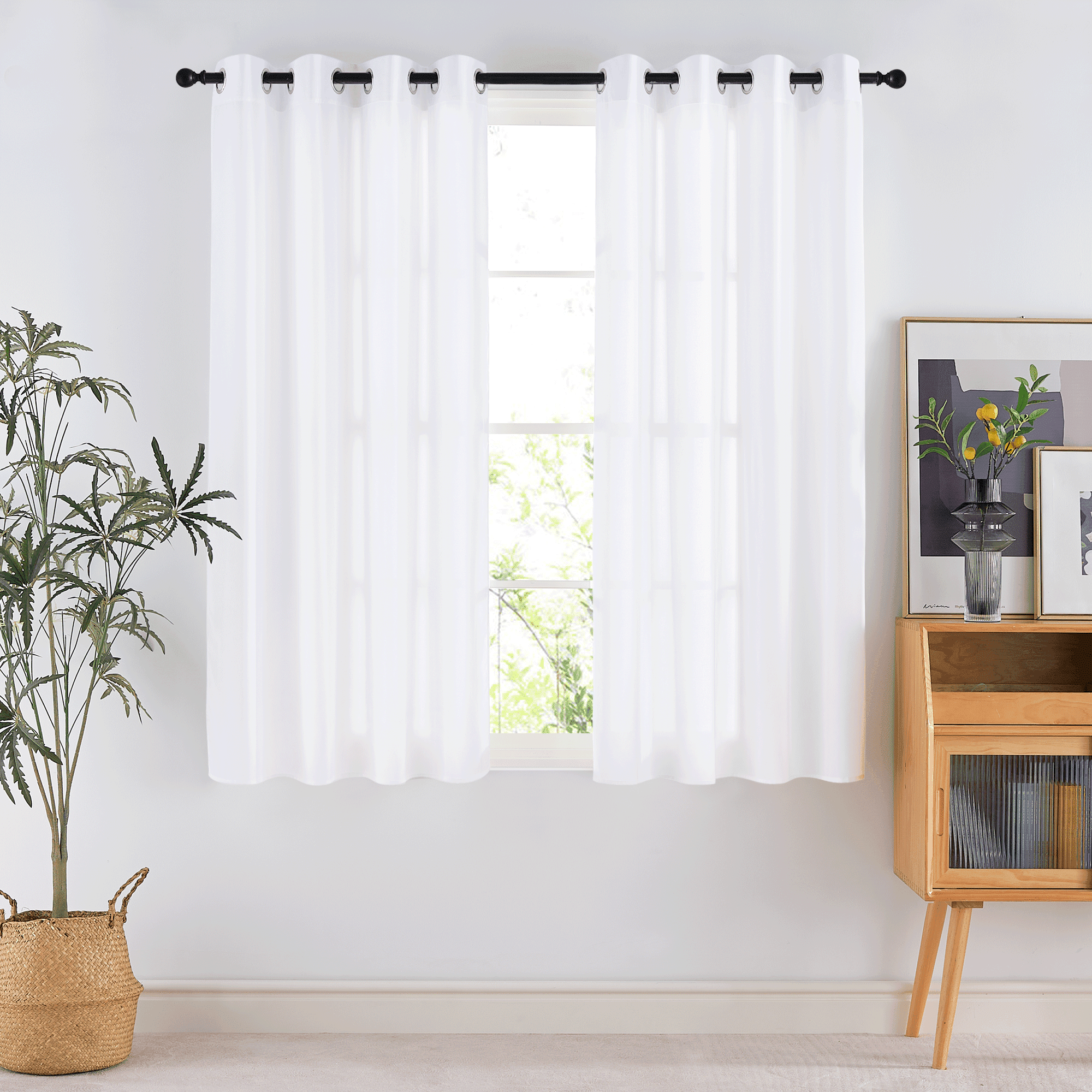 NICETOWN Privacy Sheer Curtains for Kitchen, Non-See-Through Sheer ...