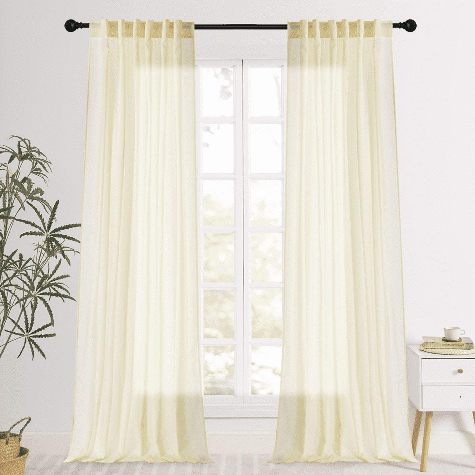 NICETOWN Privacy Sheer Curtains for Windows, Non-See-Through Sheer ...