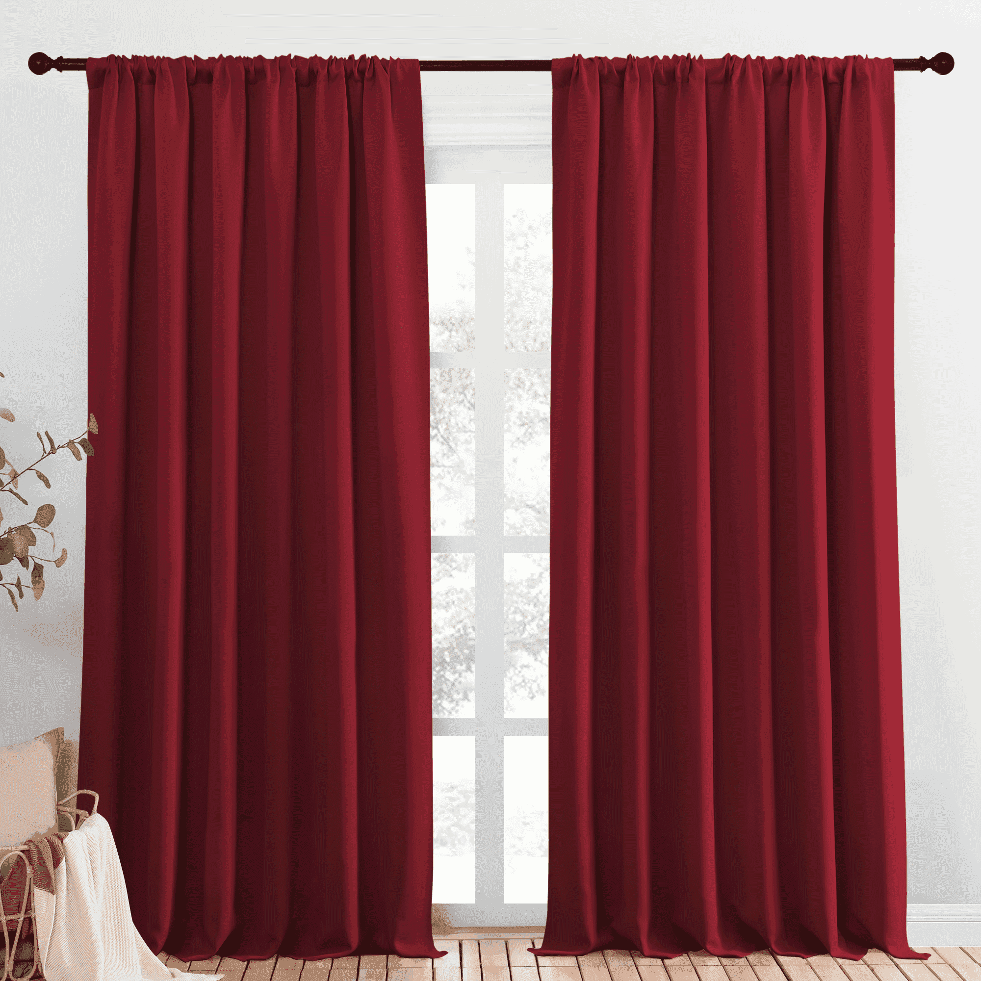 NICETOWN Red Blackout Curtains Rod Pocket Curtain Panels Thermal ...
