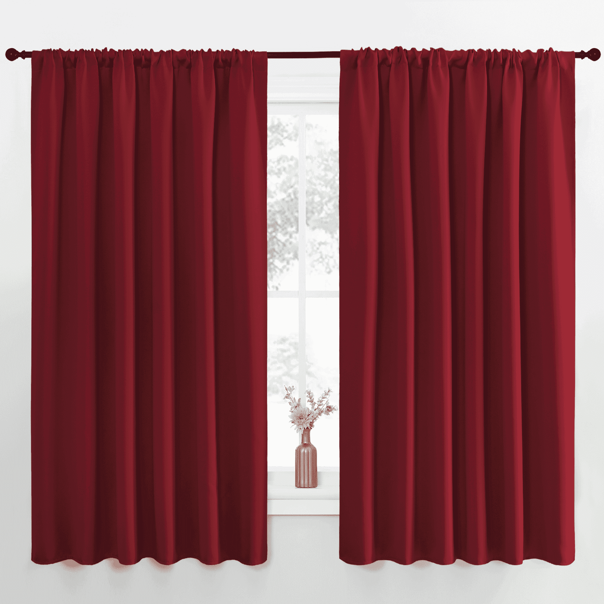 NICETOWN Red Blackout Curtains Rod Pocket Curtains Panels Thermal ...
