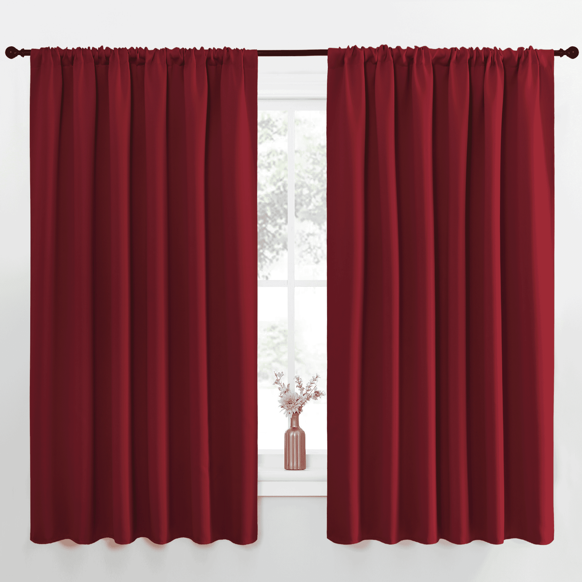NICETOWN Red Blackout Curtains Rod Pocket Curtains Panels Thermal ...