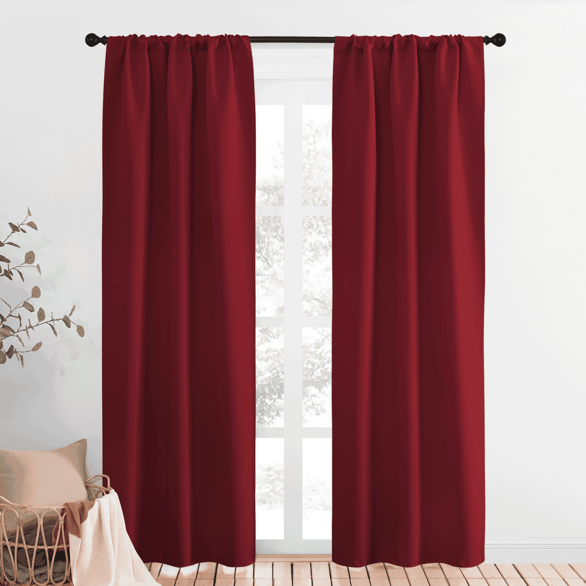 NICETOWN Red Blackout Curtains Rod Pocket Curtains Panels Thermal ...