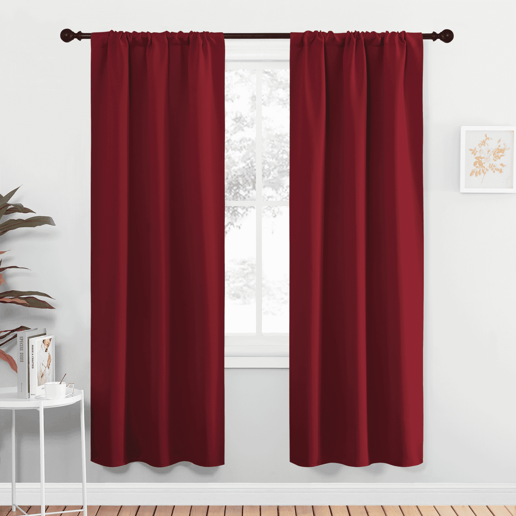 NICETOWN Red Blackout Curtains for Living Room Rod Pocket Thermal ...