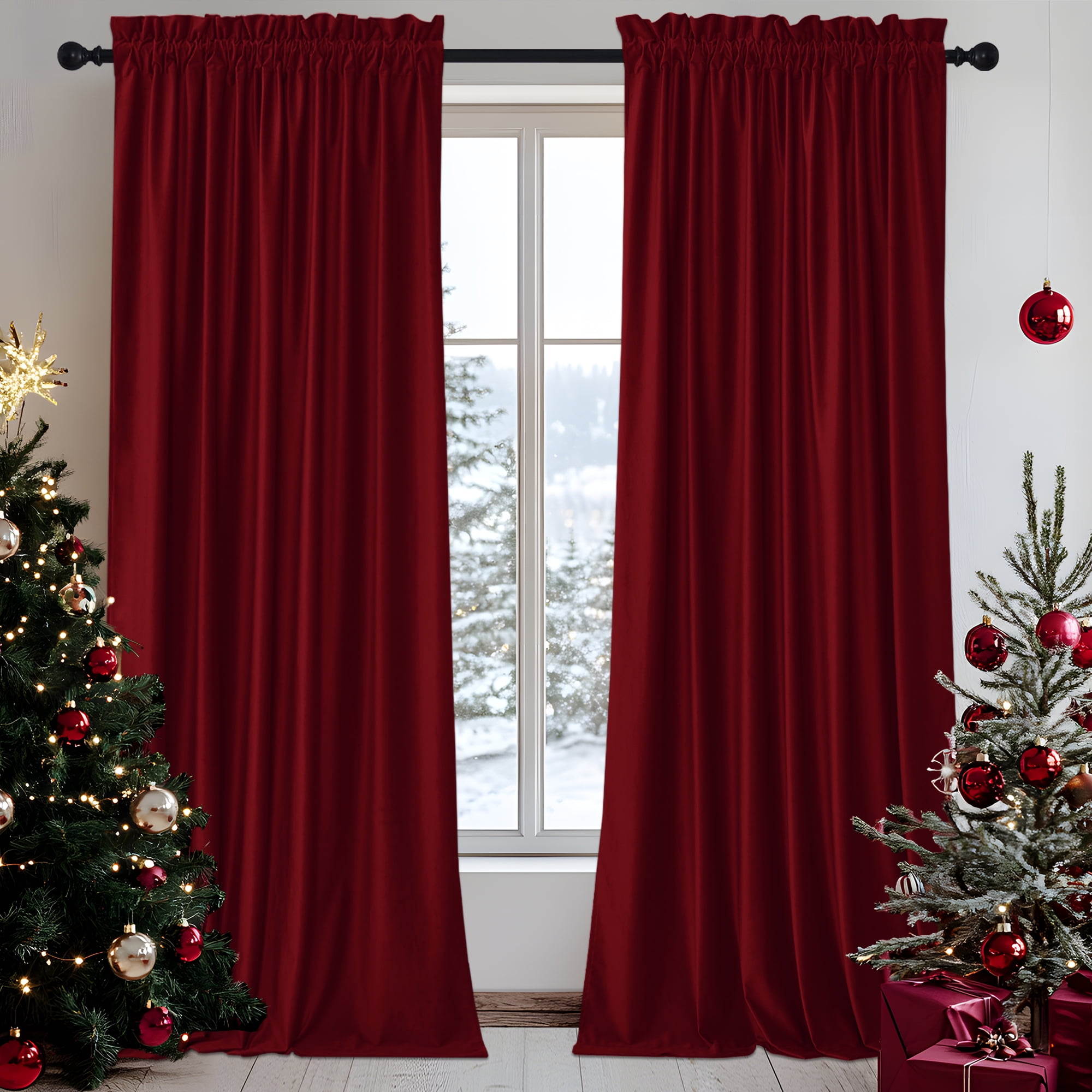 Walmart Black Friday Deals 2025 NICETOWN Red Velvet Curtains for ...