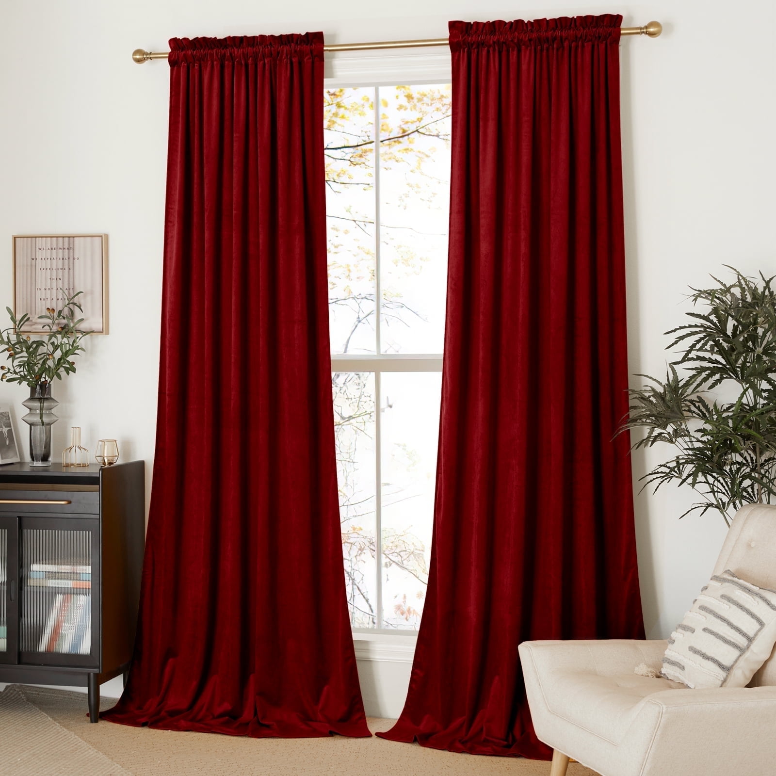 NICETOWN Red Velvet Curtains for Christmas, Thermal Insulated Room ...