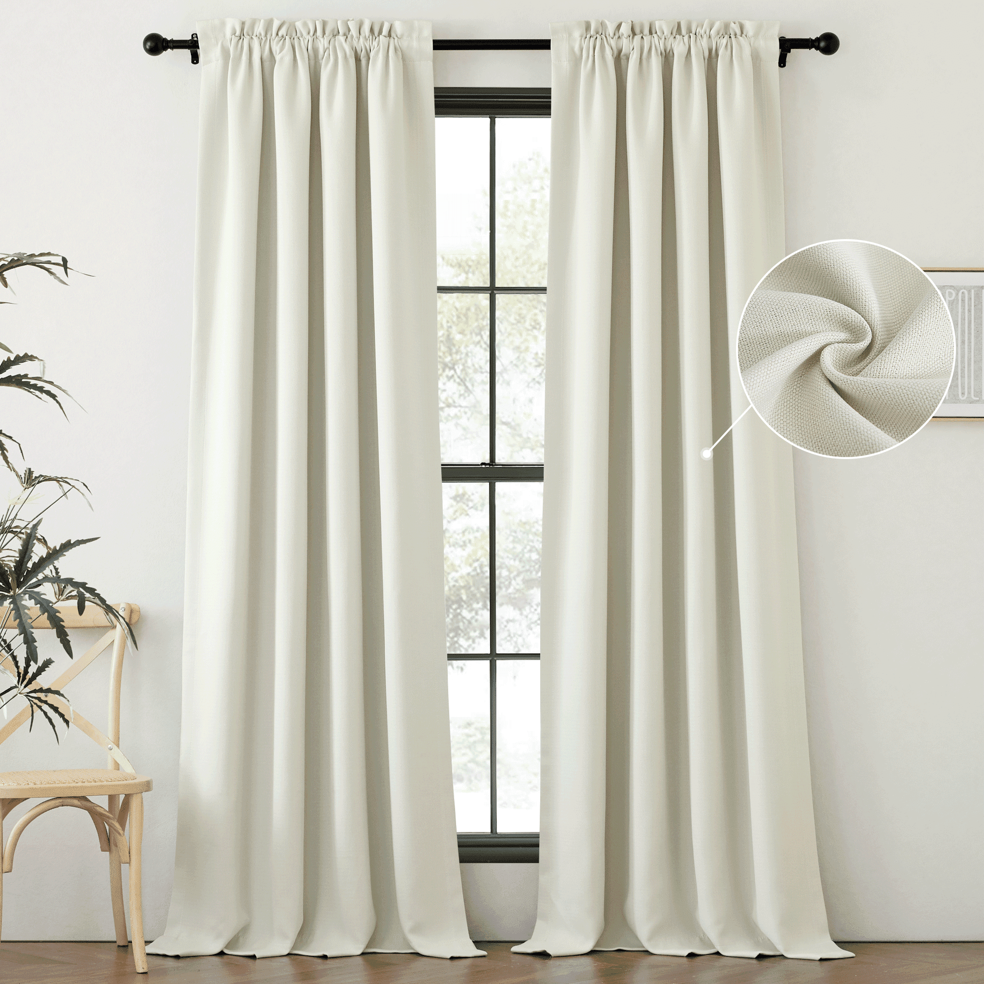 NICETOWN Room Darkening Natural Faux Linen Curtains 96 inches Long ...