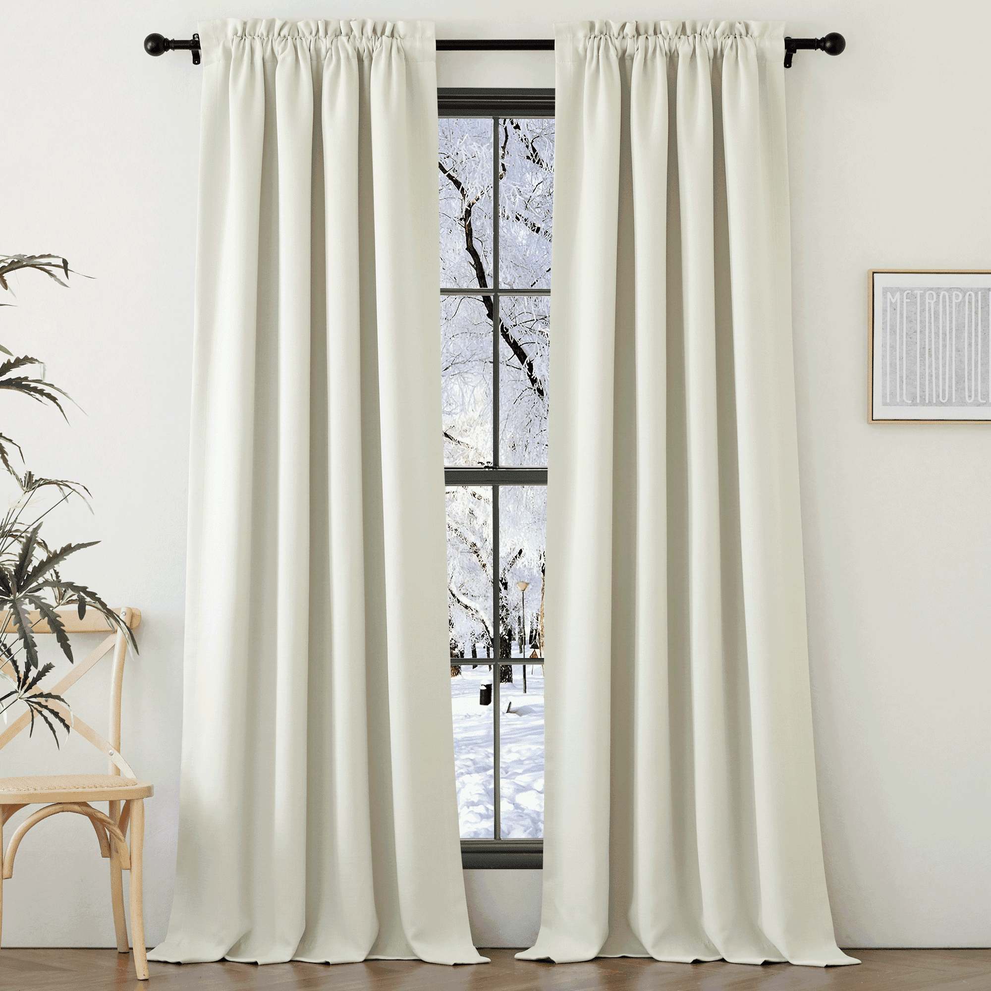 NICETOWN Room Darkening Natural Faux Linen Curtains 96 inches Long ...