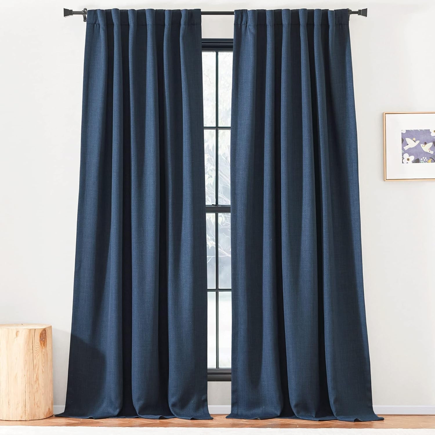 NICETOWN Room Darkening Navy Blue Curtains for Bedroom, Rod Pocket/Back ...