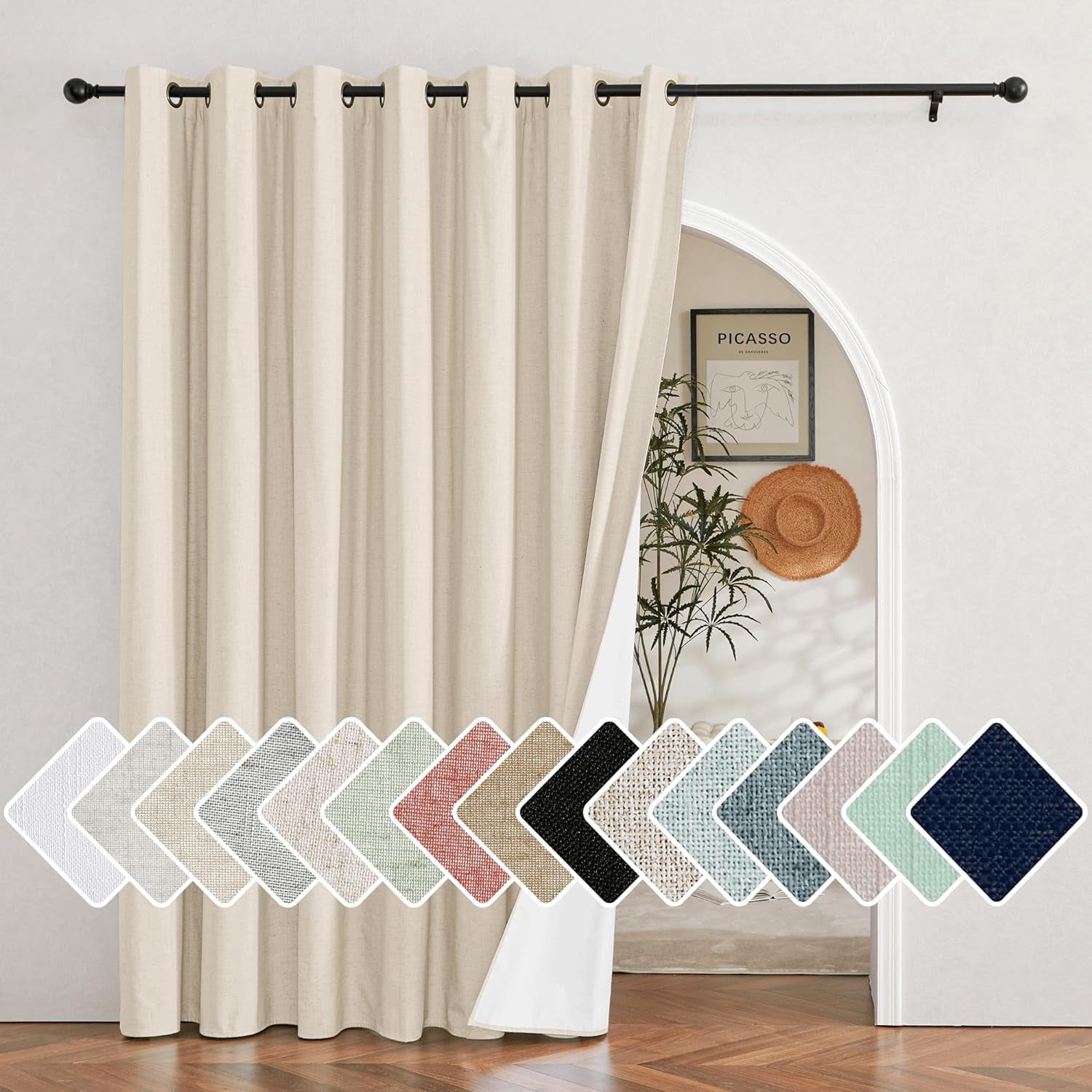 NICETOWN Room Divider Curtains for Sliding Door 100x84 inch, 100% ...