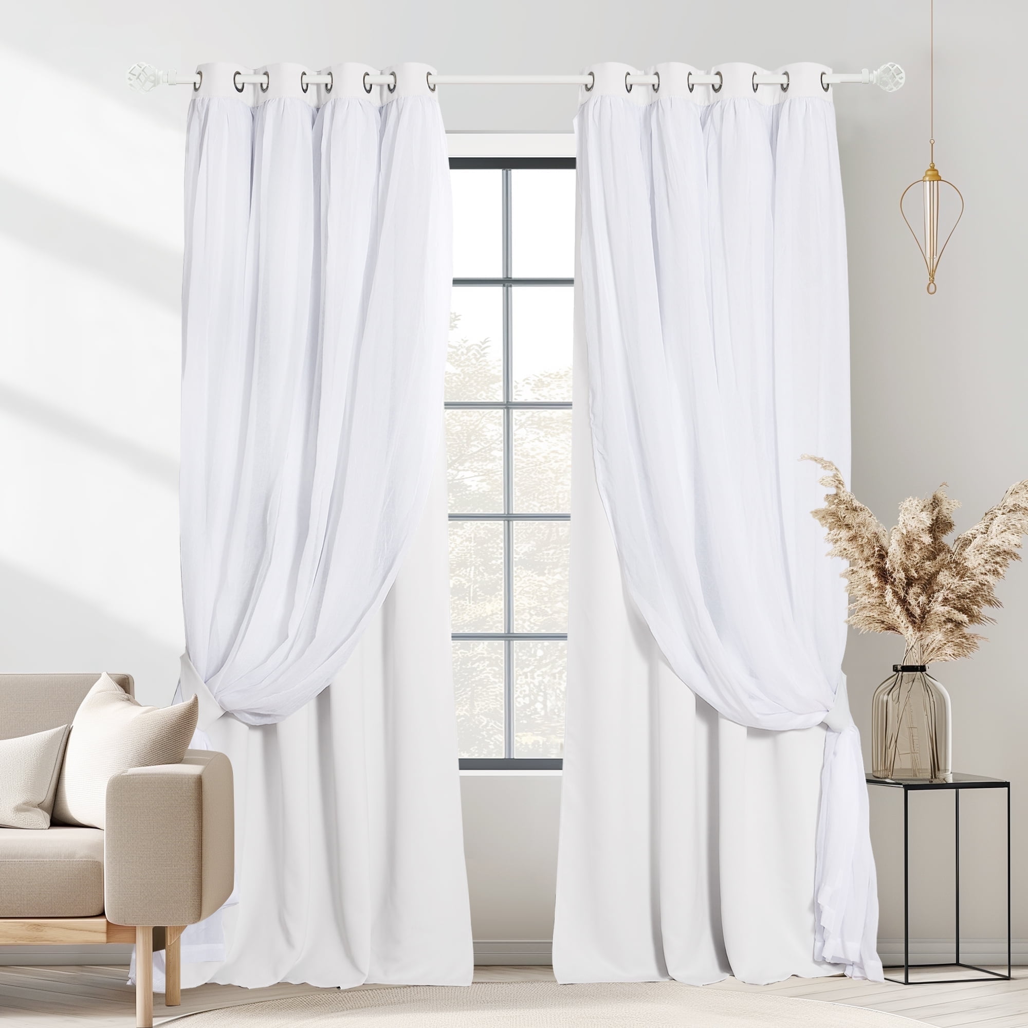 NICETOWN Ruffle Layered Blackout Curtain for Living Room, Grommet Room ...