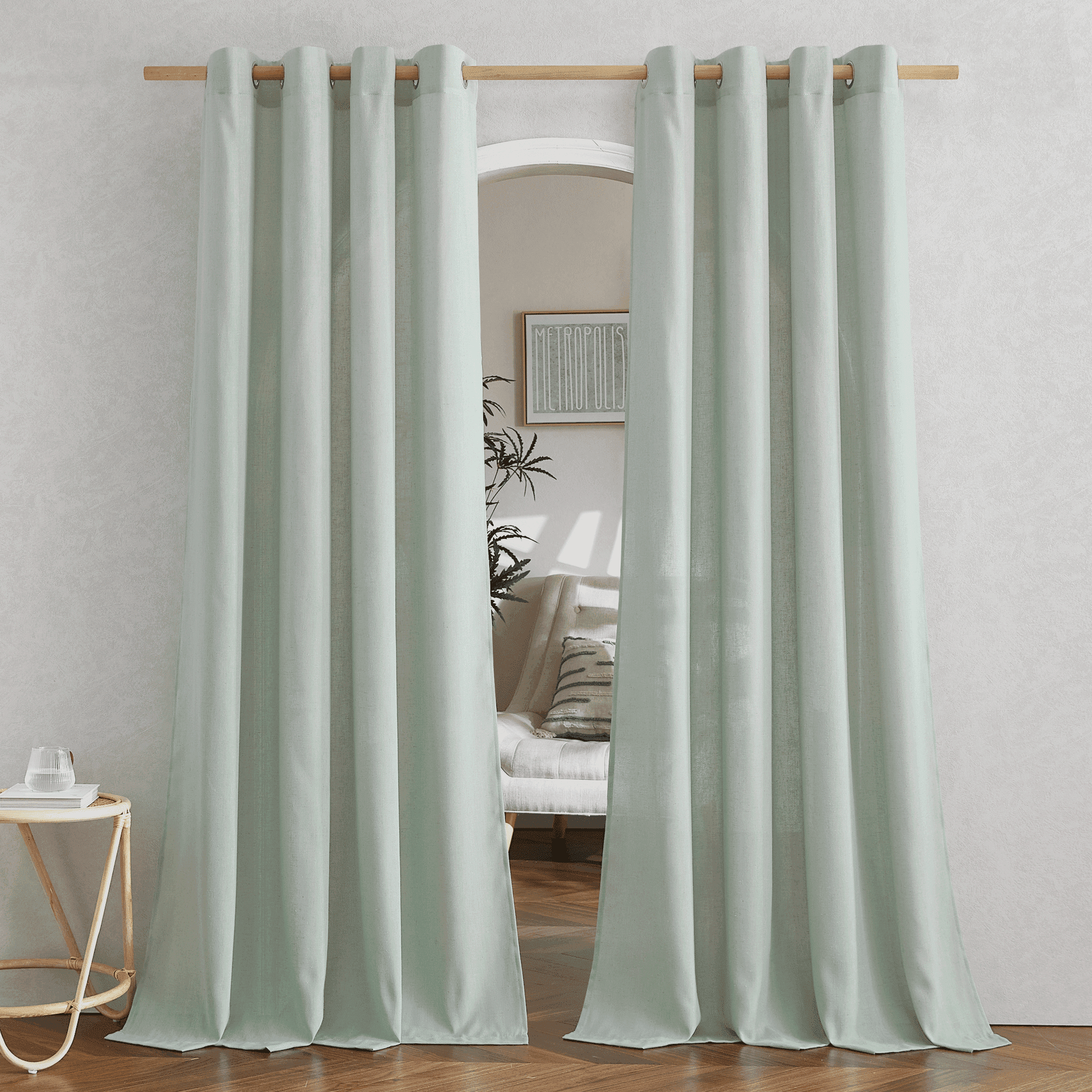 NICETOWN Sage Green Curtains for Bedroom, Semi Sheer Thick Linen Drapes ...