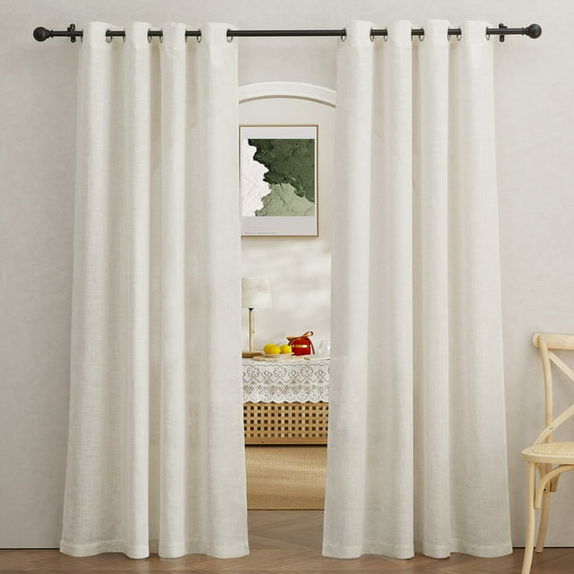 NICETOWN Semi Sheer Linen Curtains for Living Room, Light Filtering ...