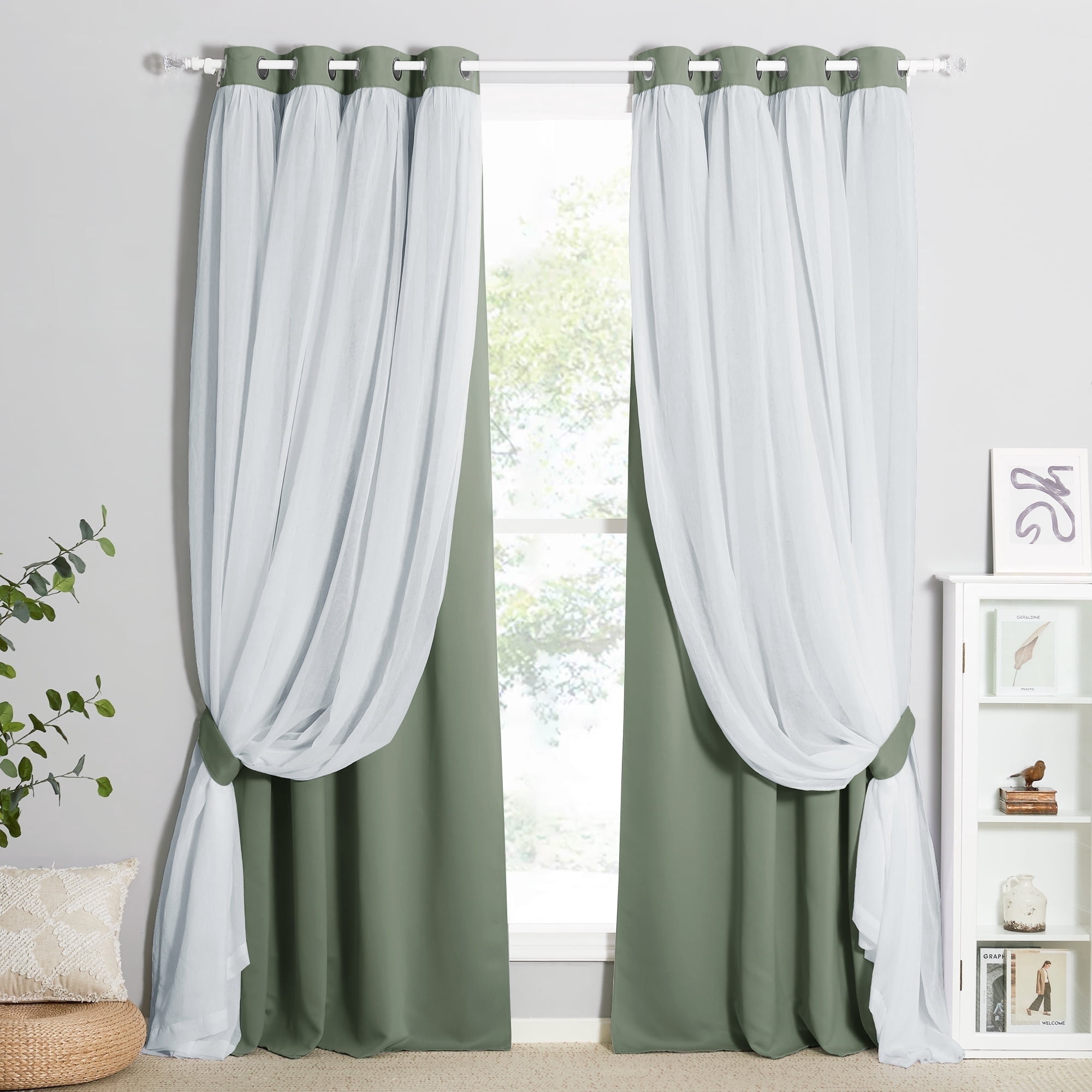 NICETOWN Sheer Blackout Curtains for Living Room Double Layer Grommet ...