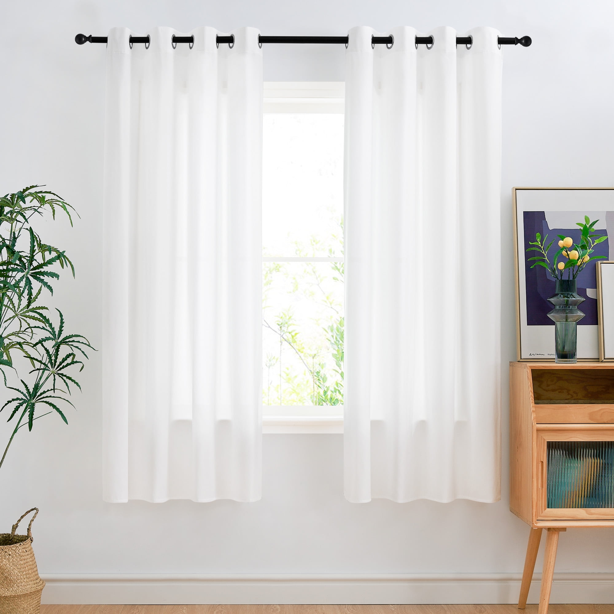 NICETOWN Sheer Curtains for Kitchen, Sheer Privacy Curtains Fishbone ...