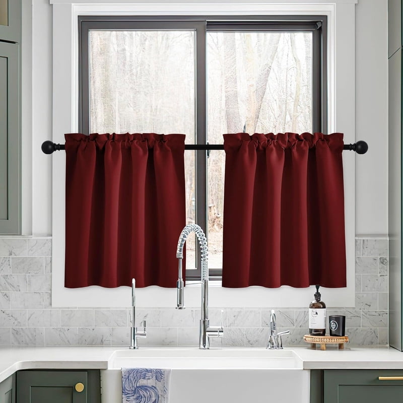 NICETOWN Short Curtains for Small Windows, Double Rod Pocket Adjustable ...