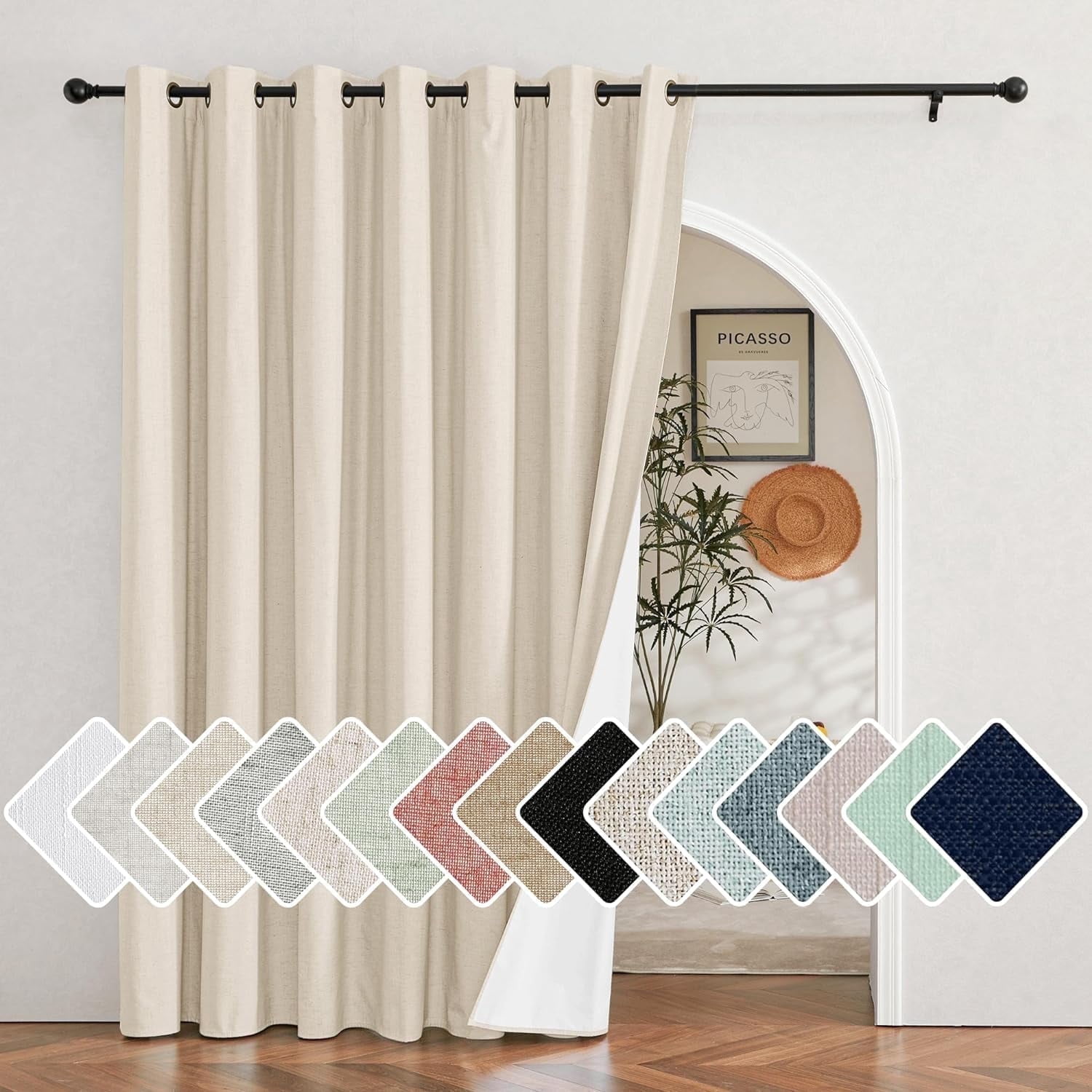 NICETOWN Sliding Door Curtains Room Divider Curtain for Living Room ...