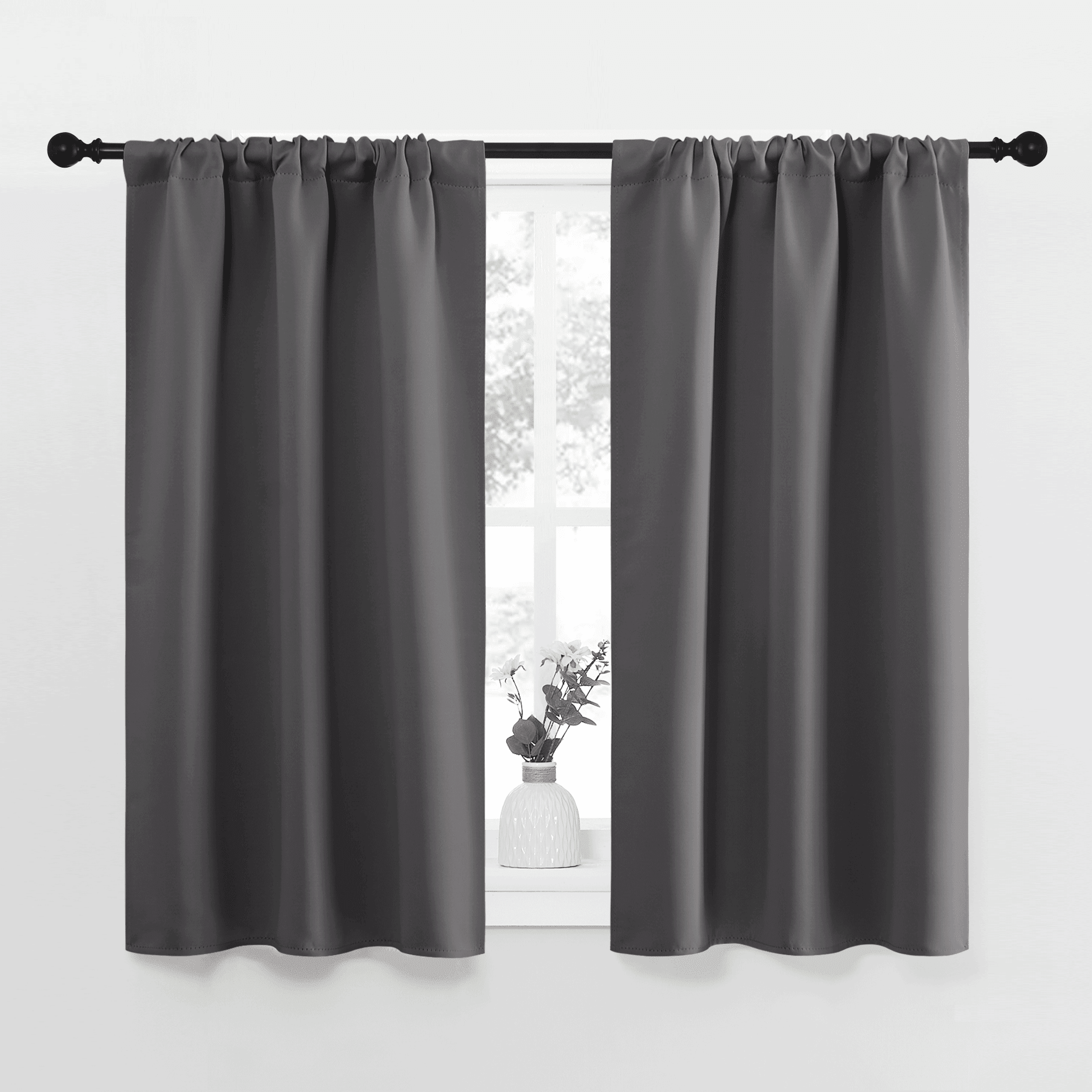 NICETOWN Solid Color Blackout Curtains Rod Pocket Noise Reduced Window ...