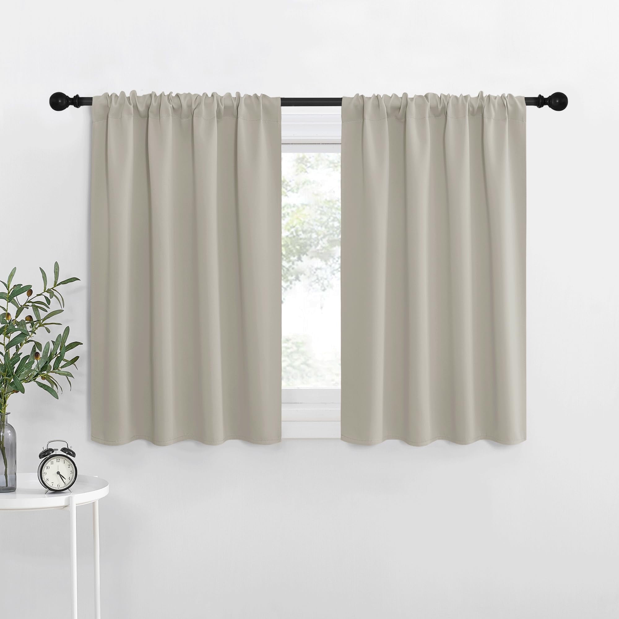 NICETOWN Solid Color Blackout Curtains Rod Pocket Noise Reduced Window ...