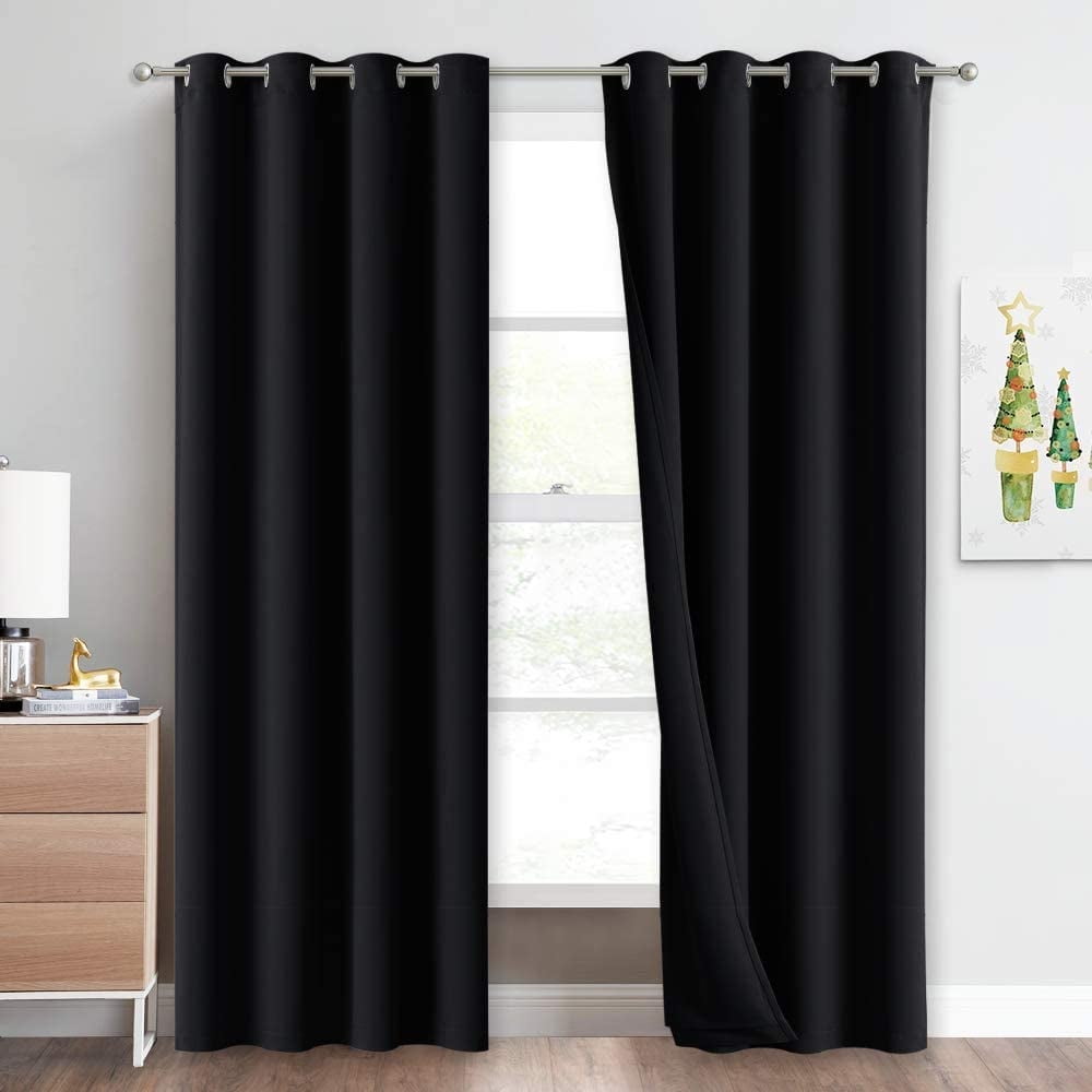 NICETOWN Sound Barrier 100% Black Out Room Divider Curtains 95", Noise ...